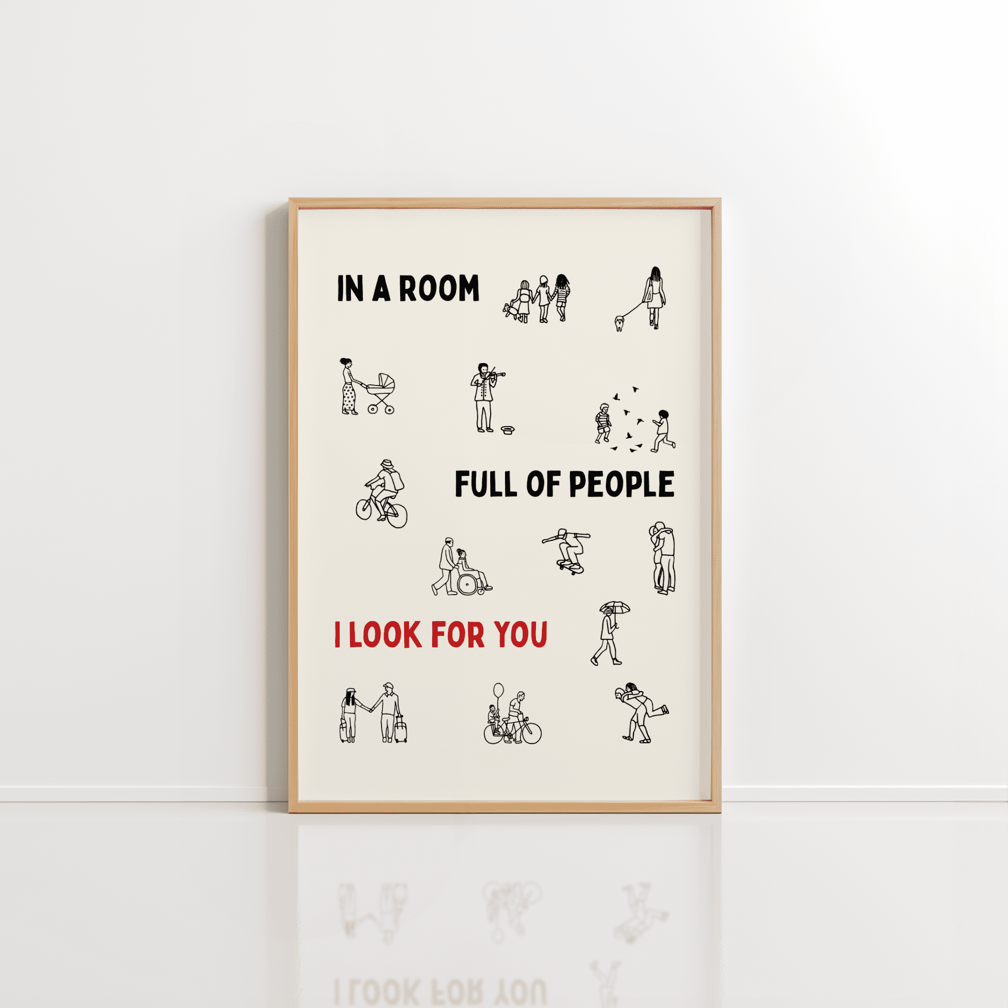 Affixzi Art Print, In A Room Full Of People, Romantic Quote, Typography ...