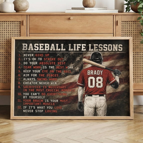 Affixzi Baseball Life Lessons Poster, Baseball Player, Graduation ...