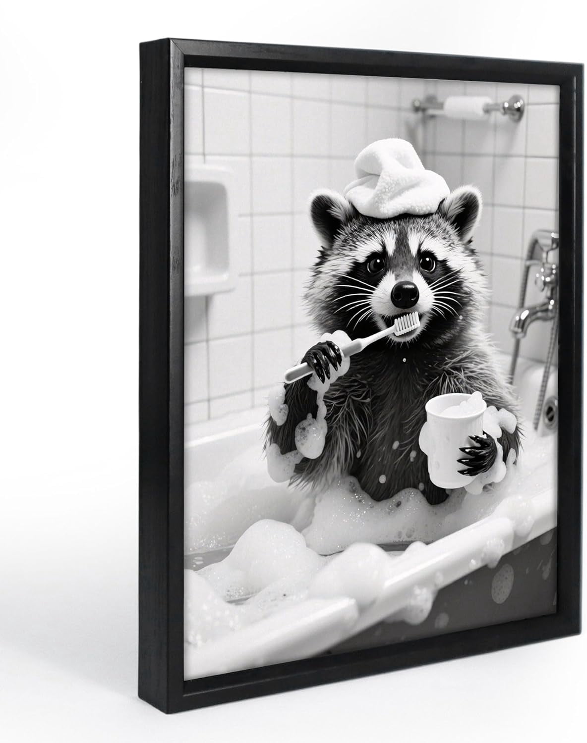 Affixzi Bathroom Wall Art, Bear Brushing Teeth, Bathroom Picture Wall ...