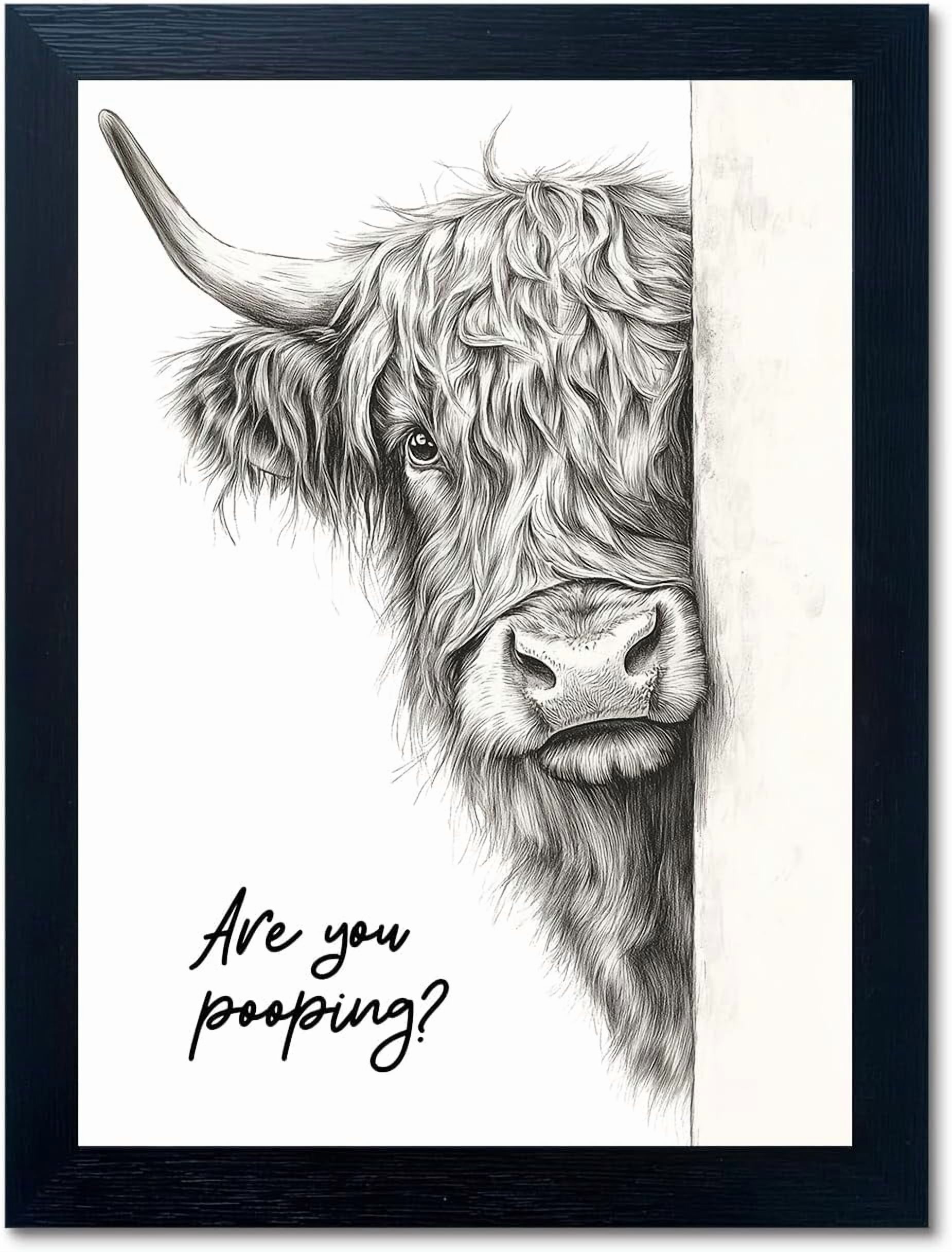 Affixzi Bathroom Wall Art, Rustic Farmhouse Decor, Cute Animal Print ...