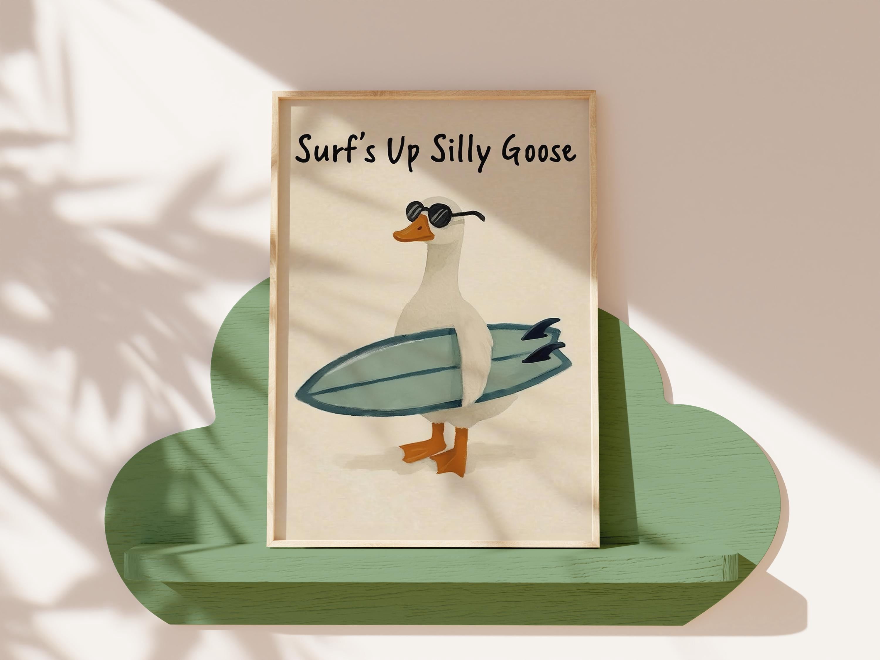 Affixzi Bathroom Wall Art, Surf's Up Poster Print, Typography Art, Fun ...