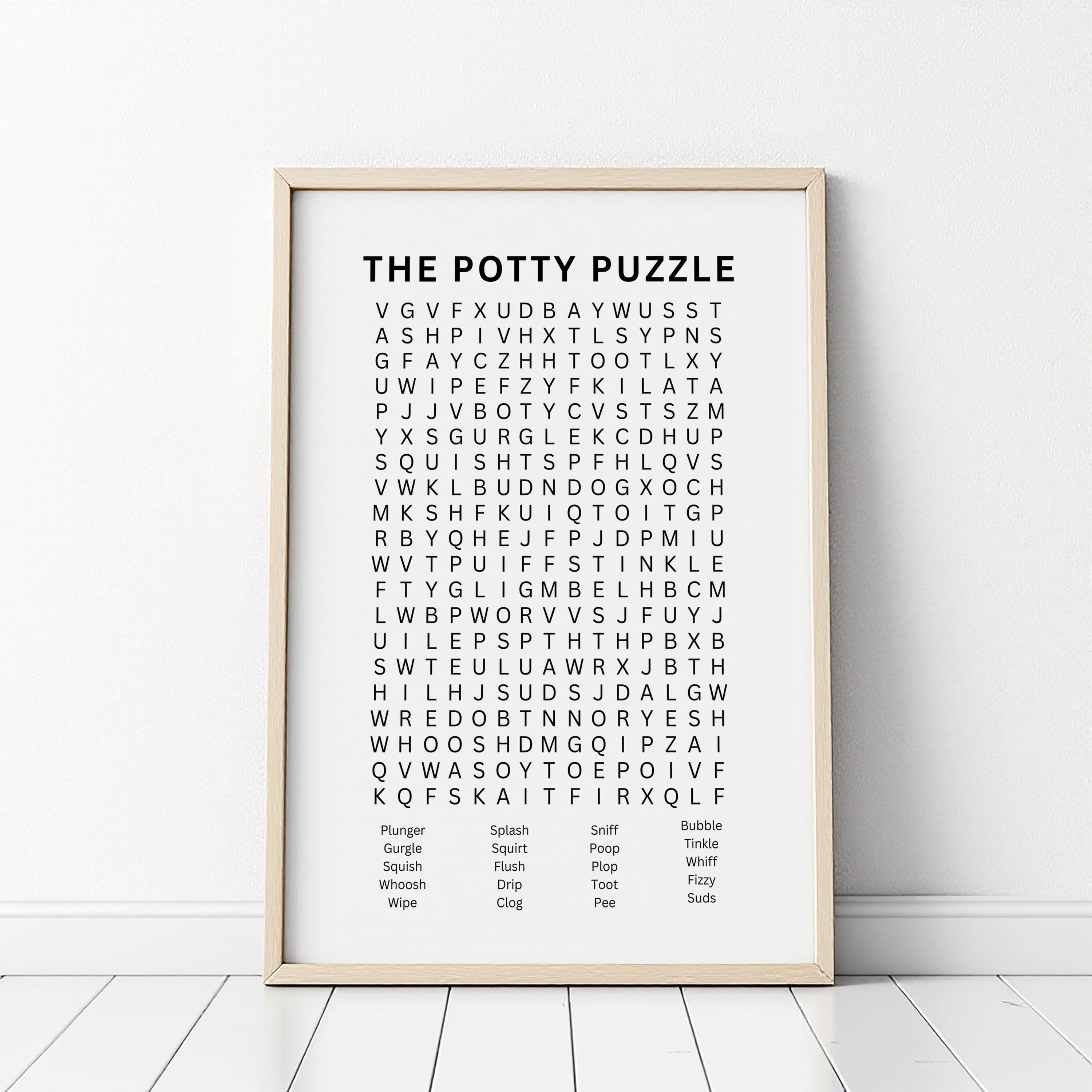 Affixzi Bathroom Wordsearch Print | Potty Puzzle Powder Room Poster ...