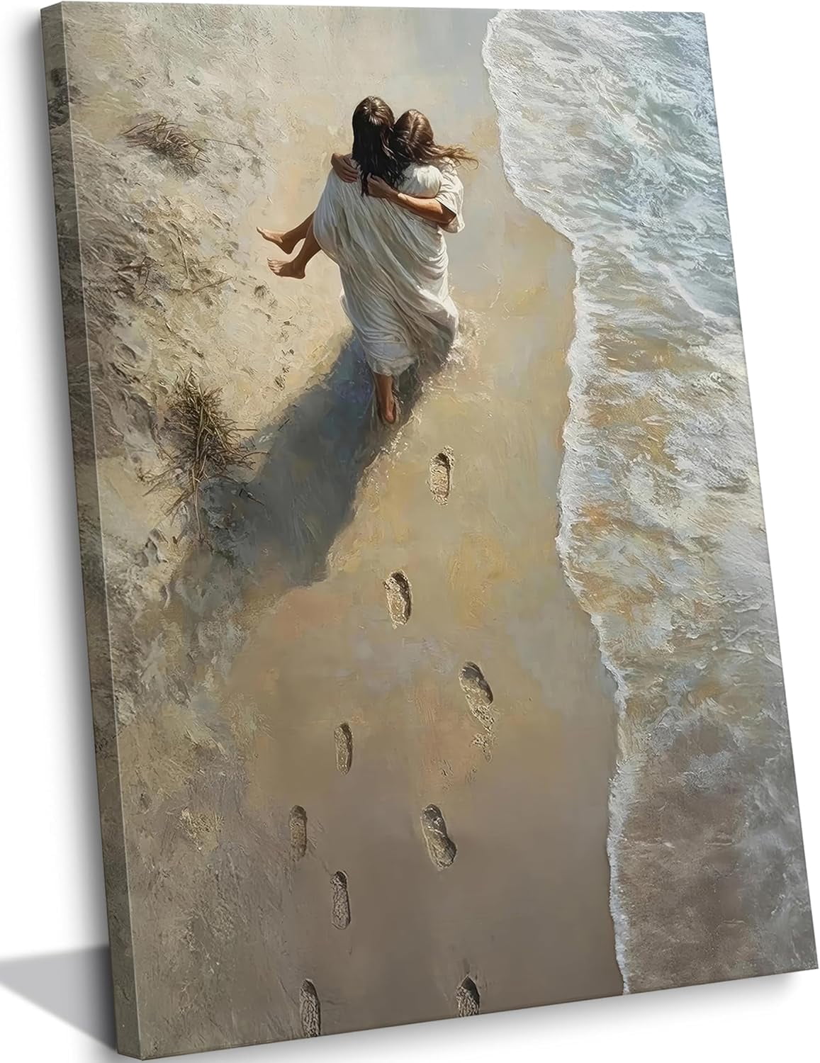 Affixzi Beach Canvas Wall Art, Footprints in The Sand Poster, Christian ...