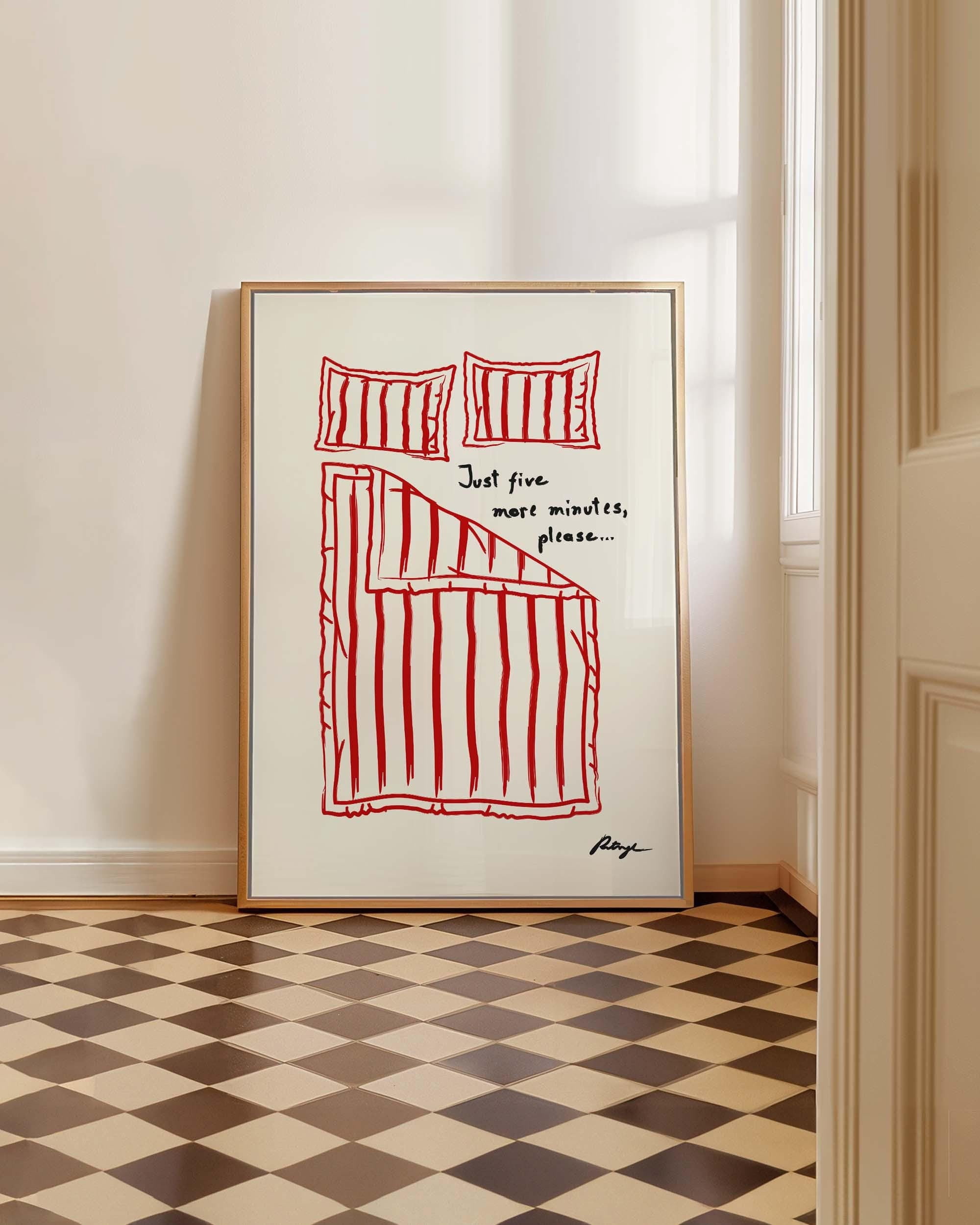 Affixzi Bedroom Art Poster, Hand-Drawn Stay in Bed Print, Home Decor ...