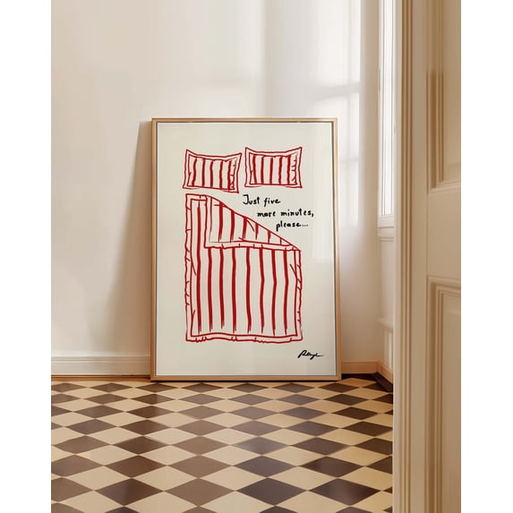 Affixzi Bedroom Art Poster, Hand-Drawn Stay in Bed Print, Home Decor ...