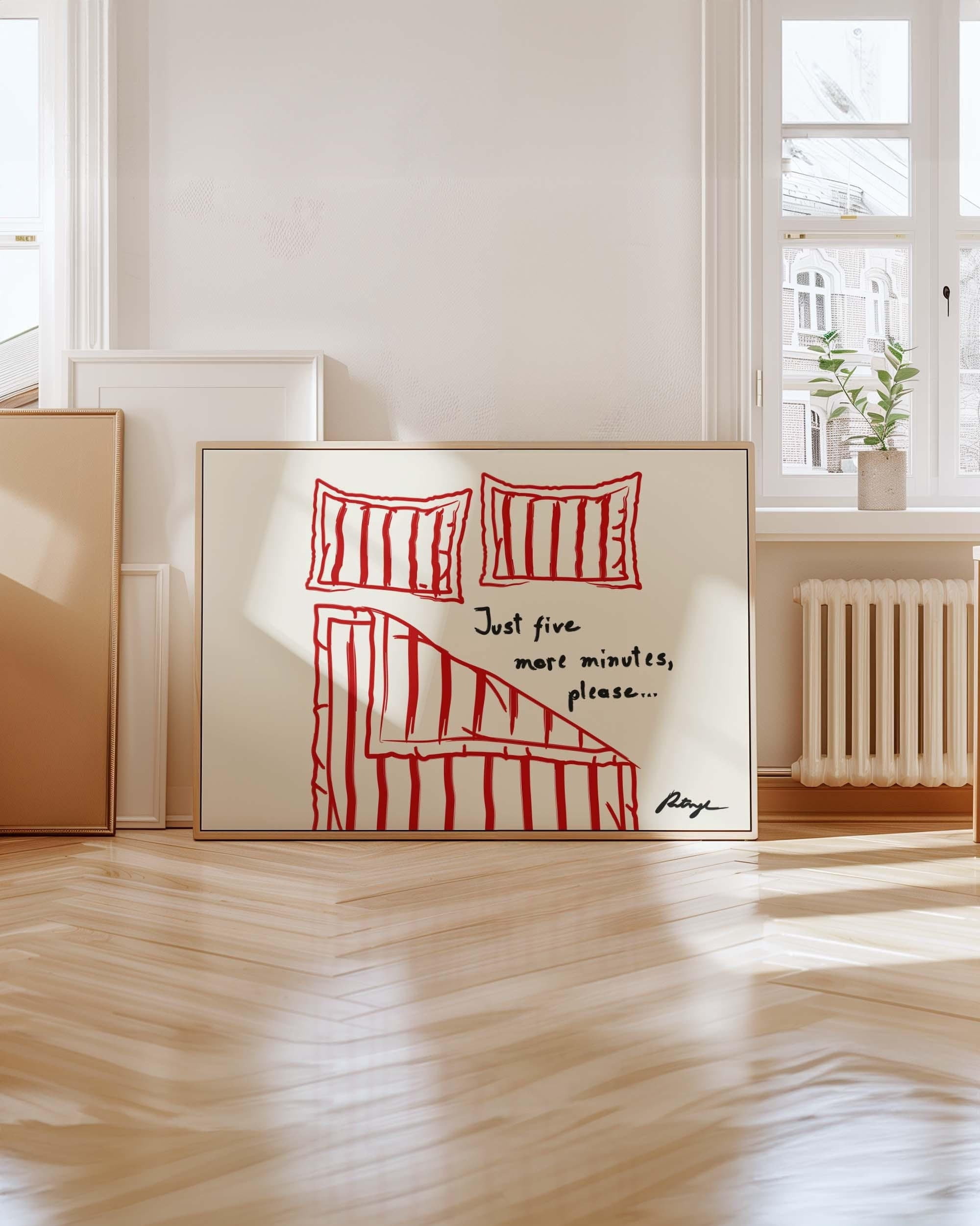 Affixzi Bedroom Wall Art Print, Hand-Drawn Stay in Bed Poster, Just 5 ...