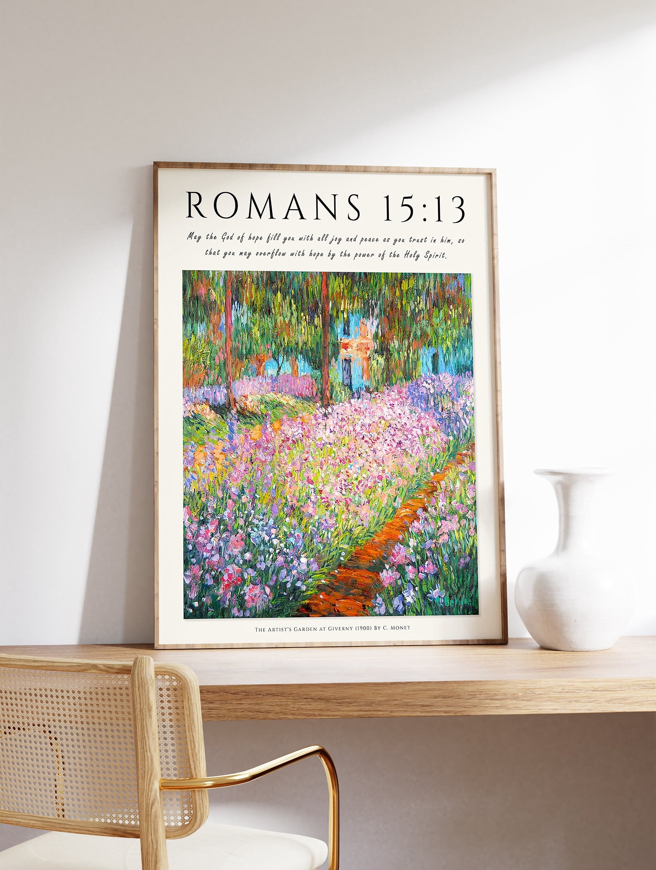 Affixzi Bible Verse Wall Art, Christian Home Decor with Monet's Garden ...