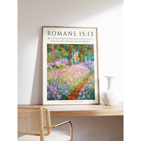 Affixzi Bible Verse Wall Art, Christian Home Decor with Monet's Garden ...