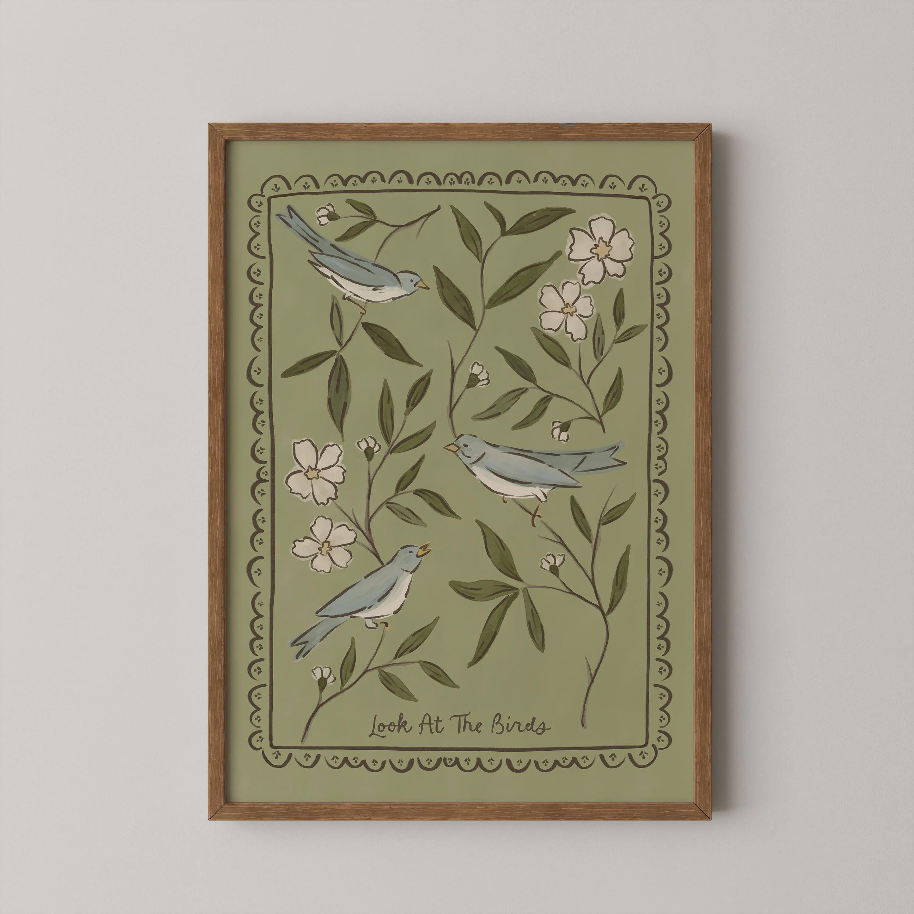Affixzi Bible Verse Wall Art Look at the Birds | Folk Art Bird Print ...