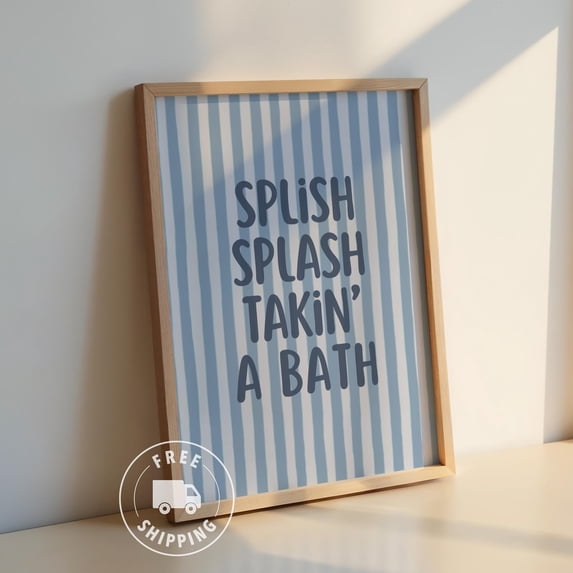 Affixzi Blue Bathroom Wall Art, Retro Bathroom Decor, Splish Splash ...