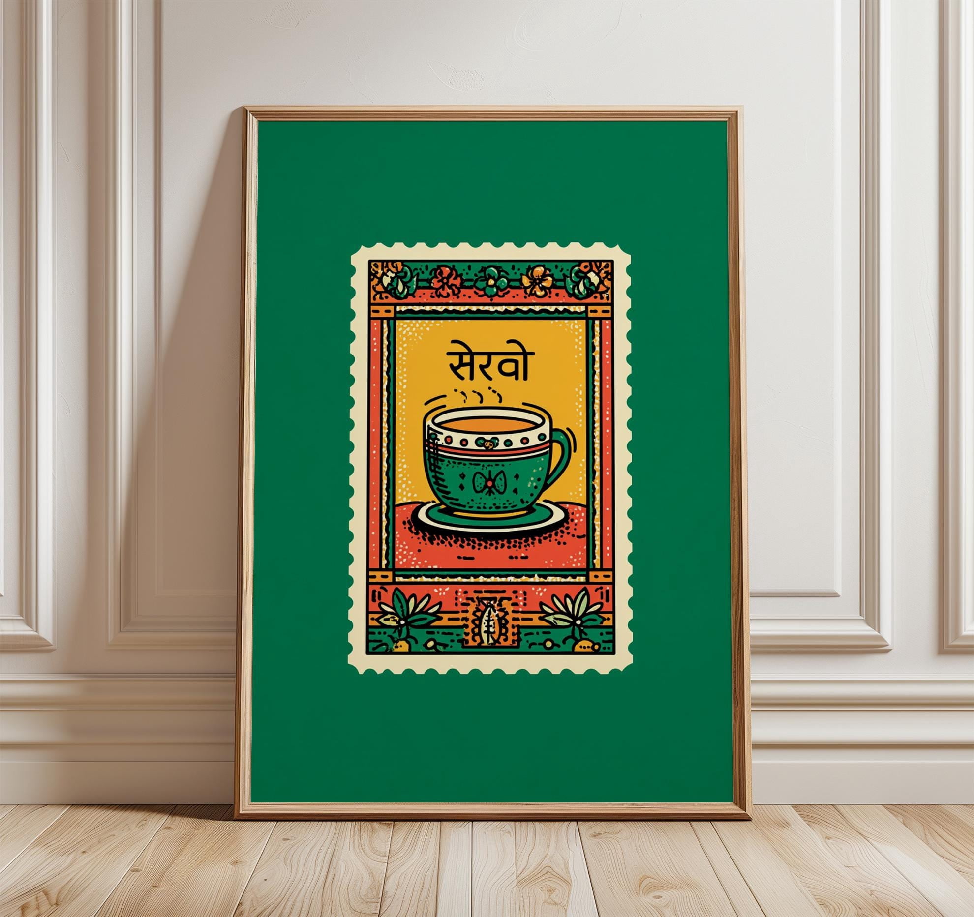 Affixzi Bold Yellow Indian Chai Wall Art, Modern Tea Illustration for ...