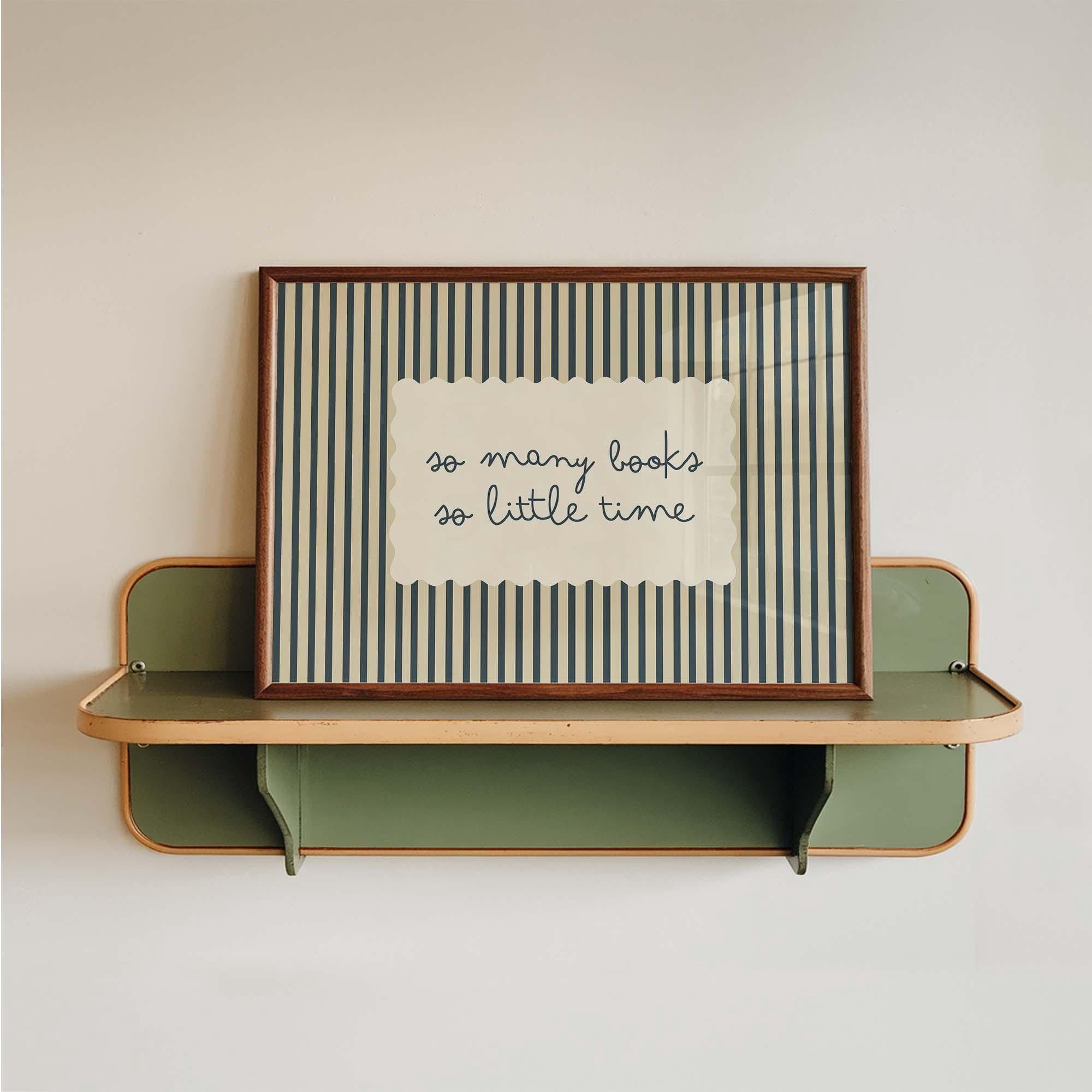 Affixzi Book Lover Print, So Many Books Quote, Stripe Reading Nook ...