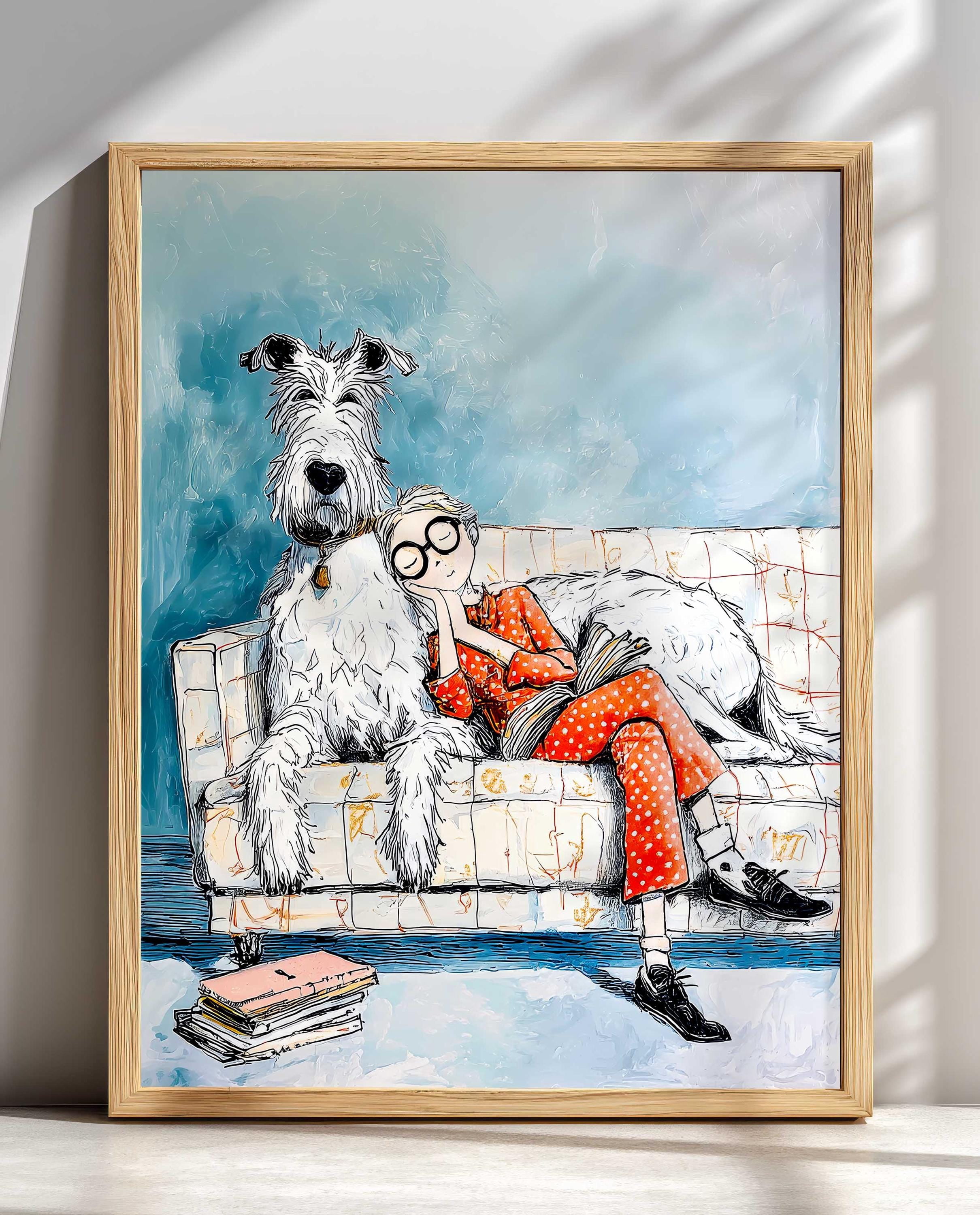 Affixzi Bookish Wall Art Print, Whimsical Cozy Illustration for Living ...