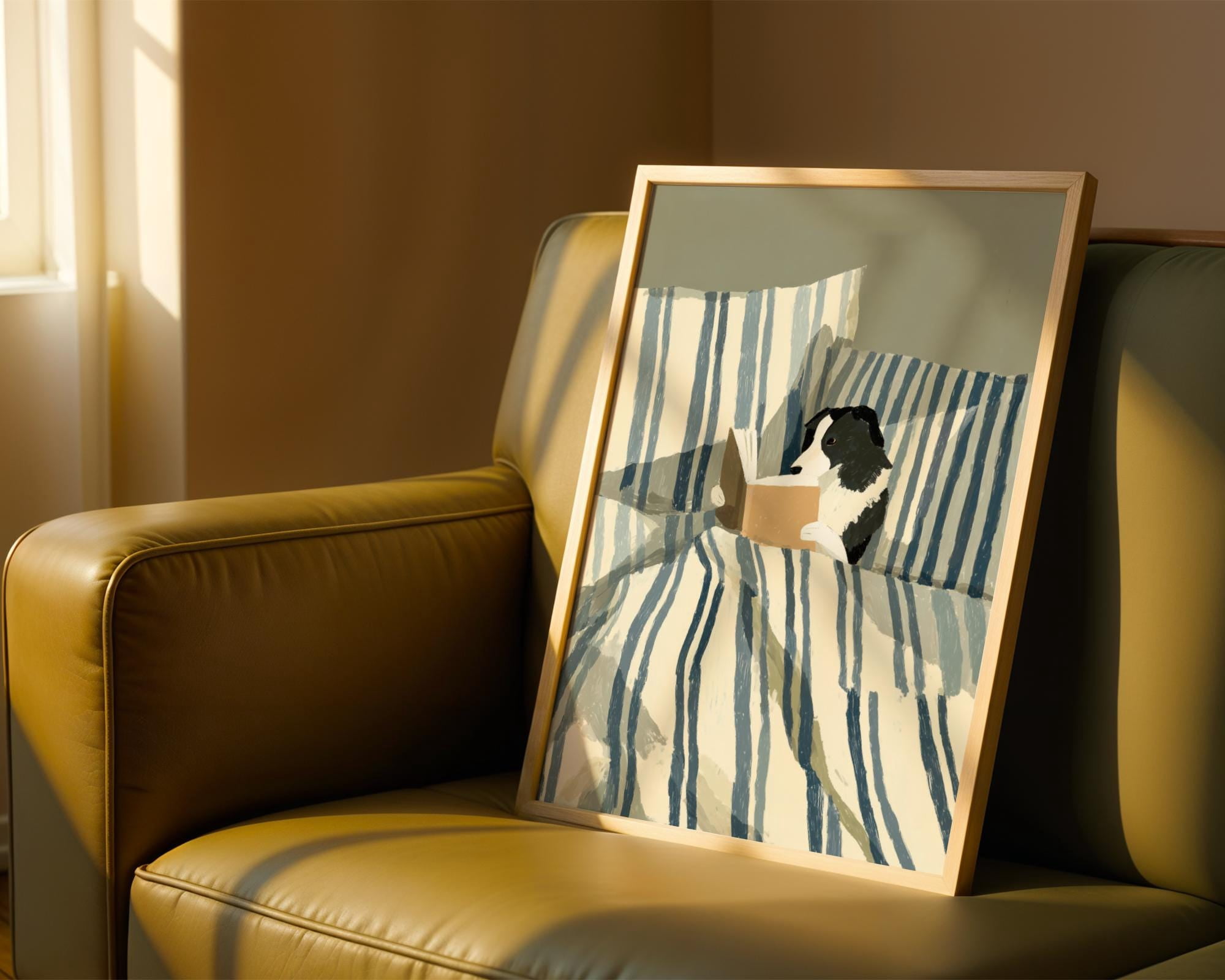 Affixzi Border Collie Wall Art, Reading Dog Lover Poster, Cozy Bedroom ...