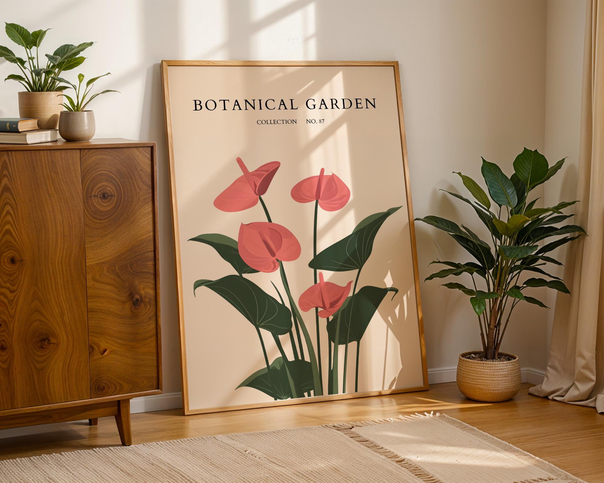 Affixzi Botanical Anthurium Flower Print, Modern Floral Art for ...
