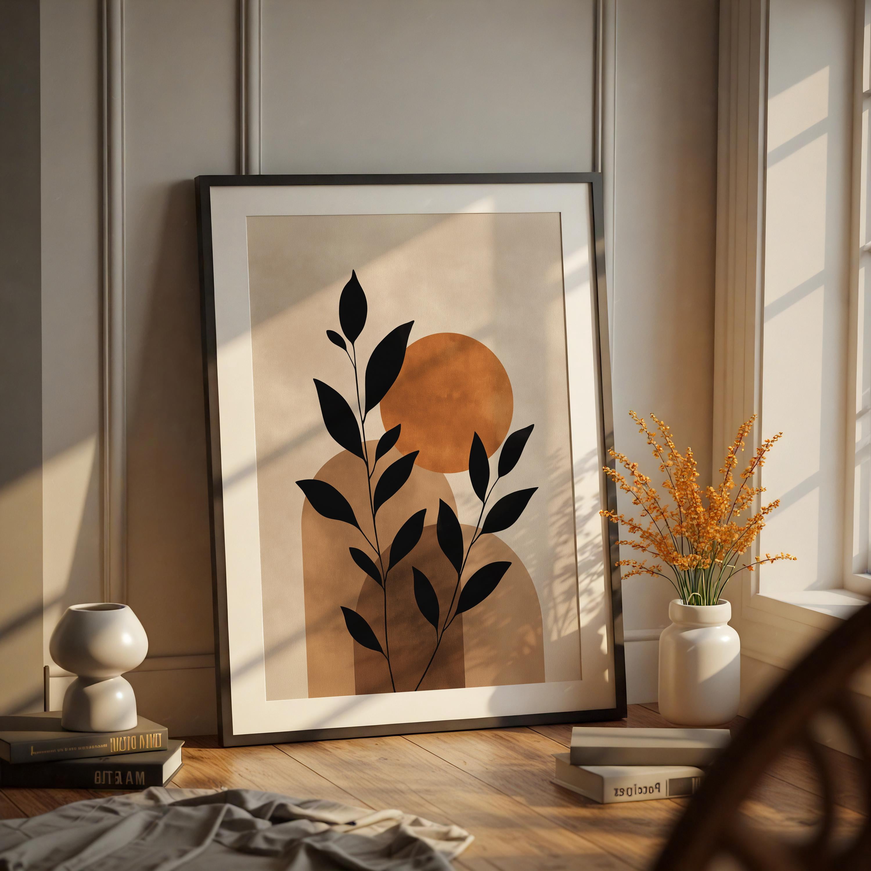 Affixzi Botanical Wall Art - Boho Leaf Print for Minimalist Home ...