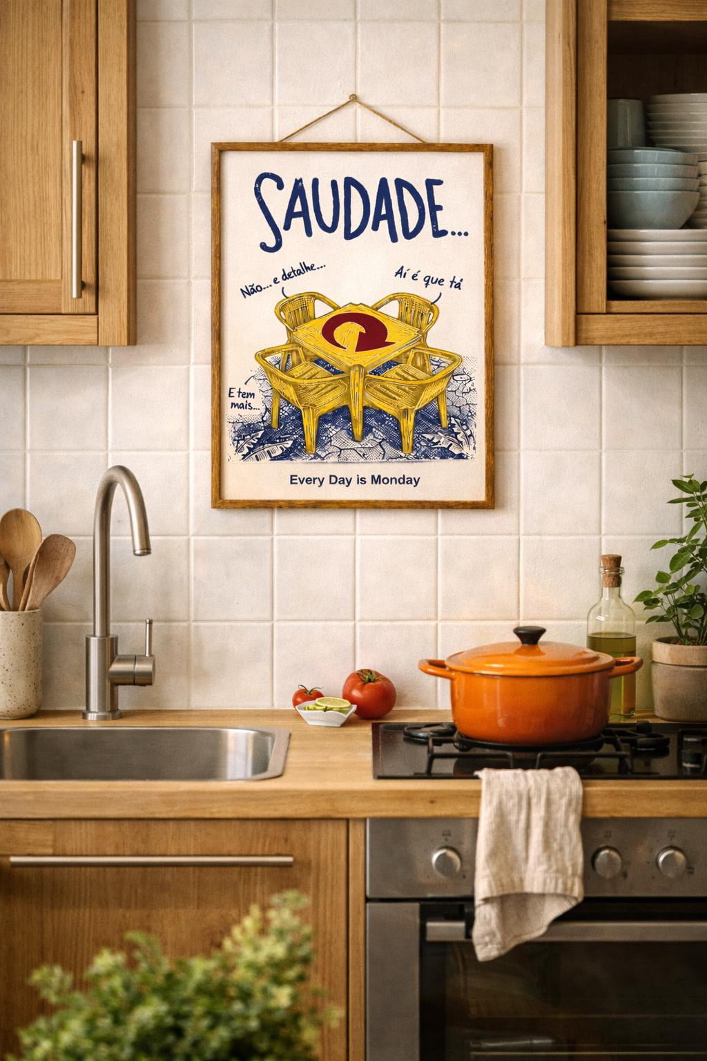 Affixzi Brazilian Saudade Wall Art Print, Vintage Bar Table ...