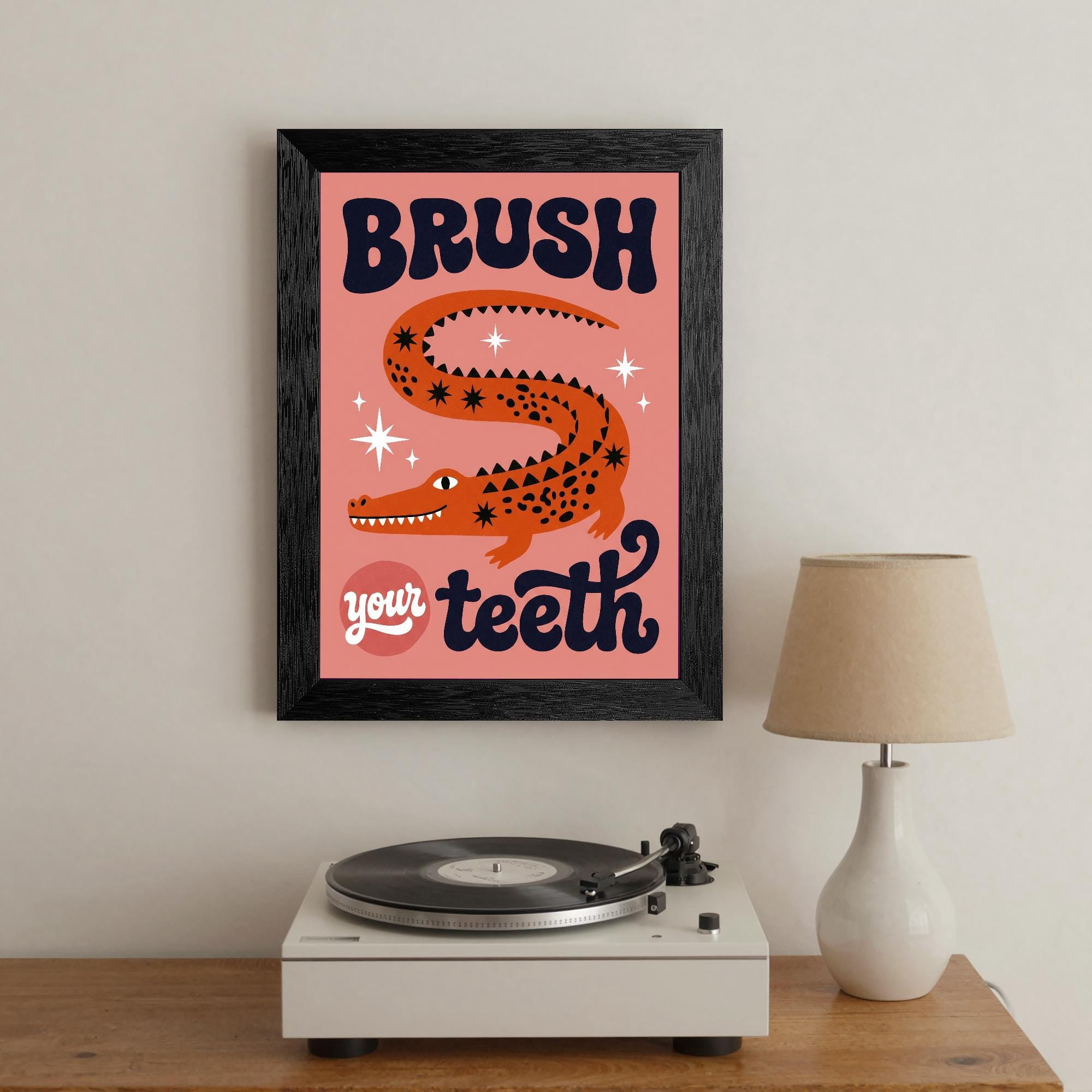 Affixzi Brush Your Teeth Wall Art, Playful Dental Reminder, Bathroom ...