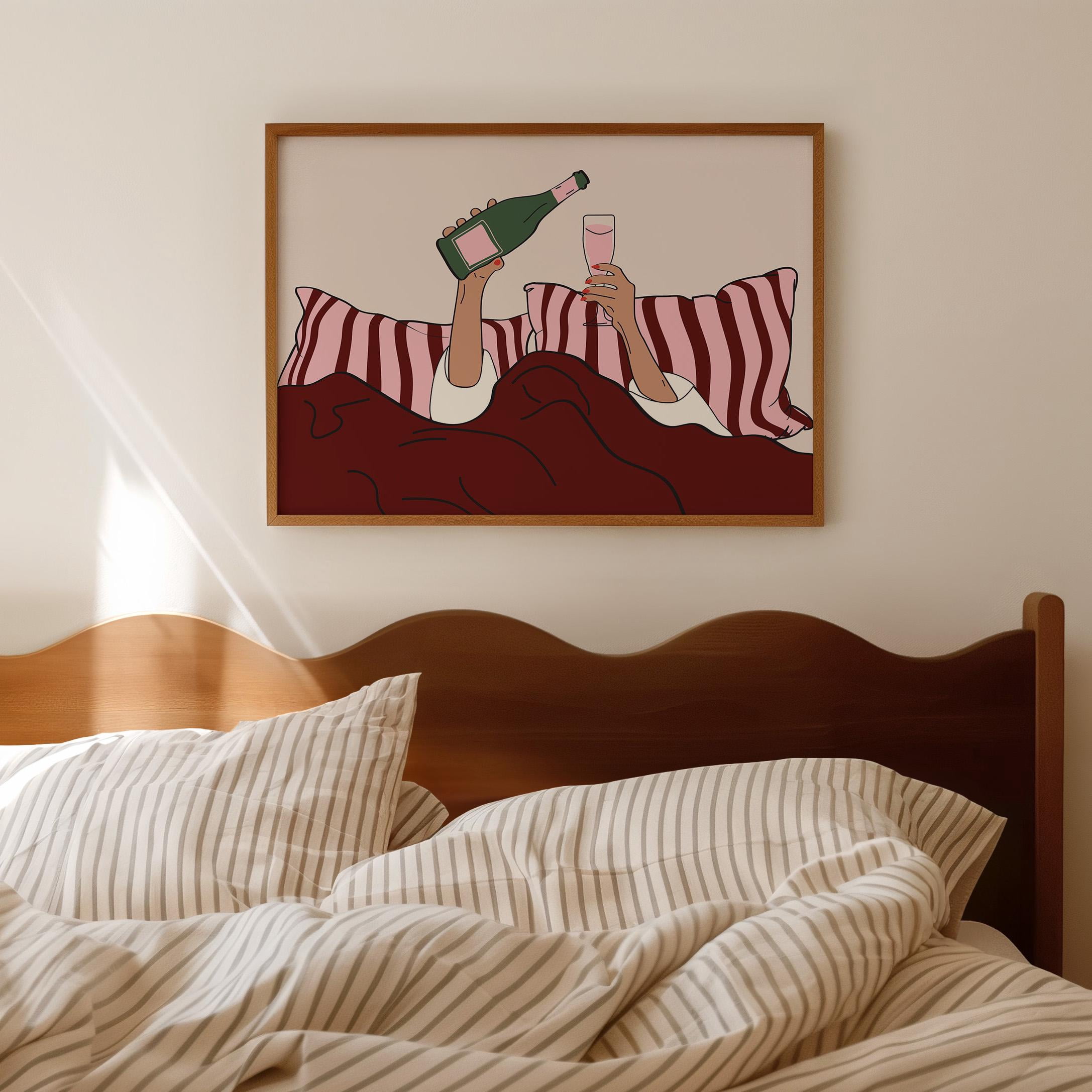 Affixzi Burgundy Print for Bedroom, Maroon Pink Above Bed Art, Trendy ...