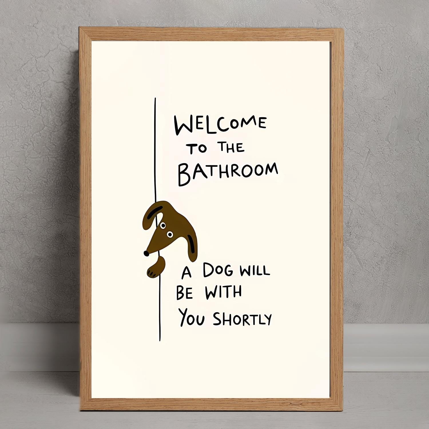 Affixzi Cartoon Dog Wall Art, Perfect Bathroom Decor, Gift, Unframed ...