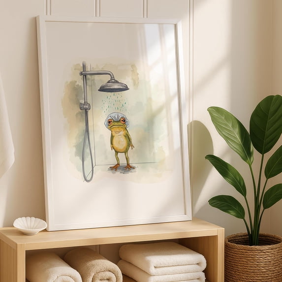 Affixzi Cheeky Frog Artwork for Fun Bathroom Decor - Unique Shower Wall ...
