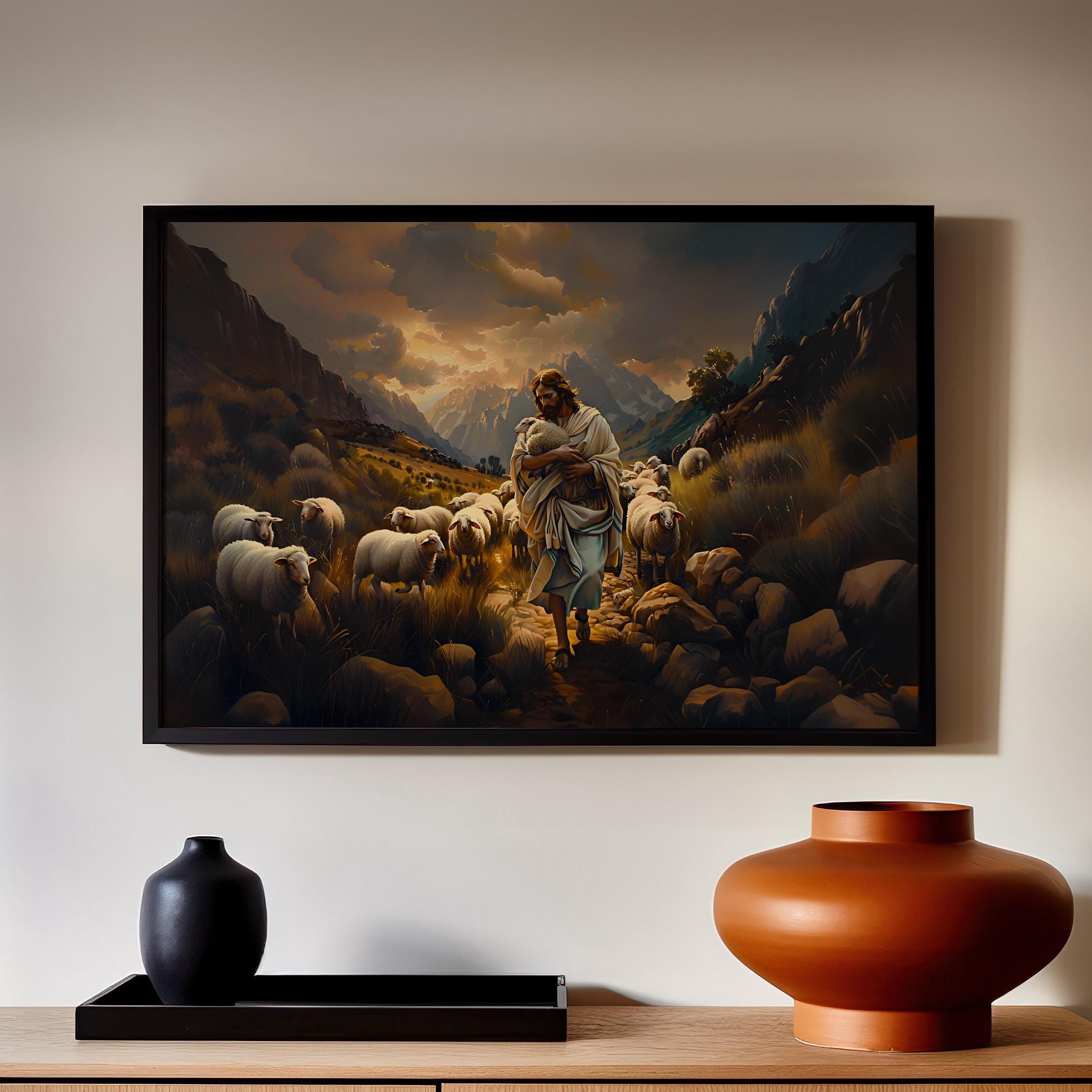 Affixzi Christian Art Print, Jesus and The Lost Sheep Poster or Canvas ...