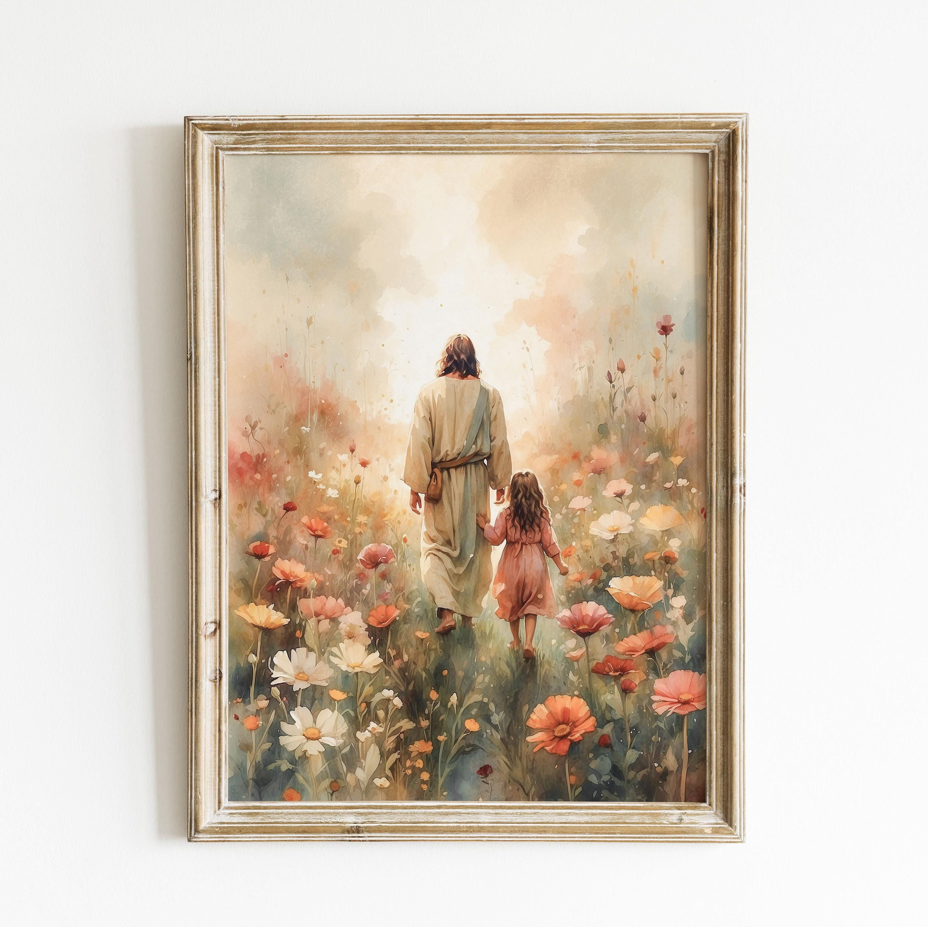 Affixzi Christian Gift Art, Jesus Walking the Path, Inspirational Wall ...