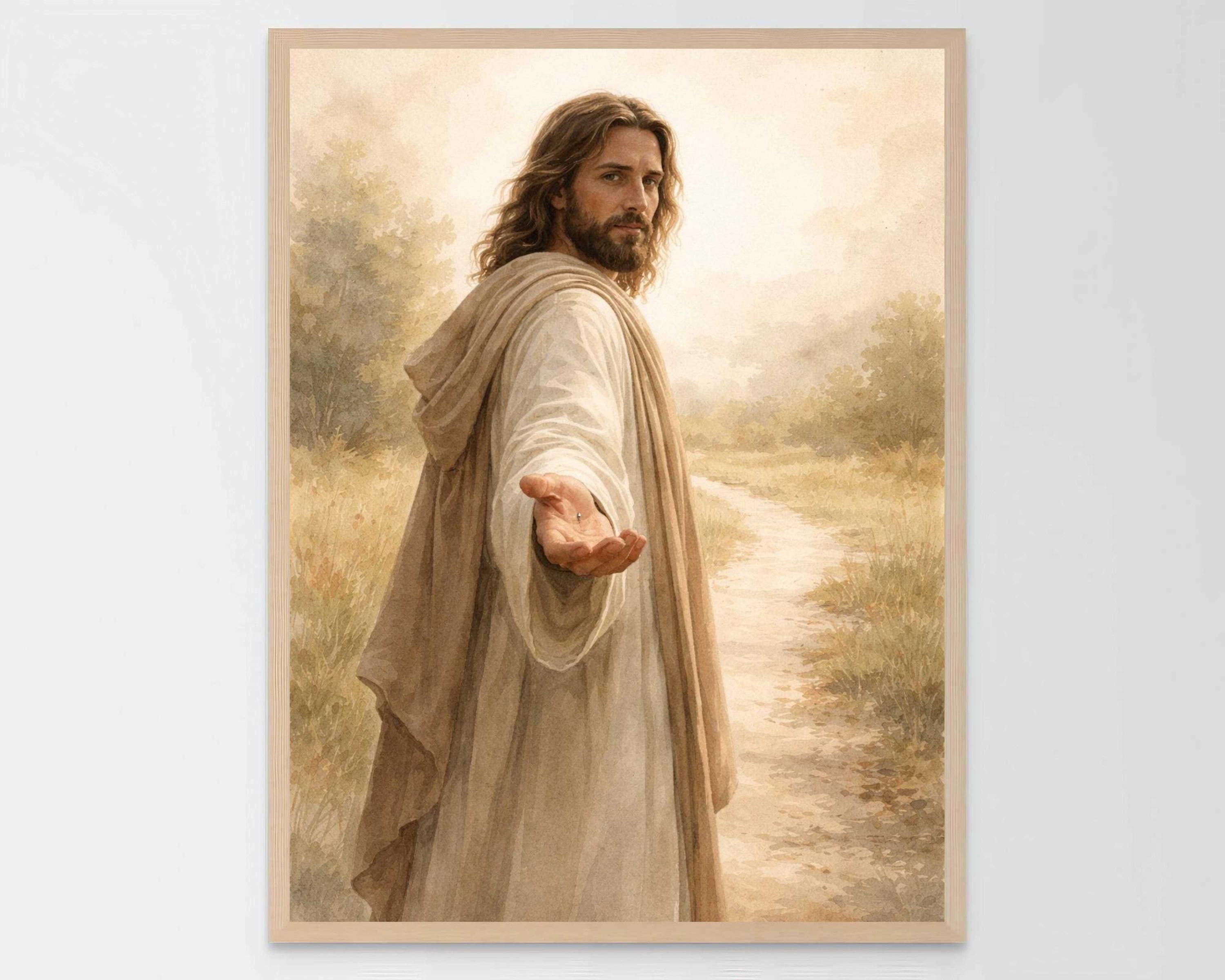 Affixzi Christian Wall Art Jesus Reaching Hand Art Print Bible Art ...