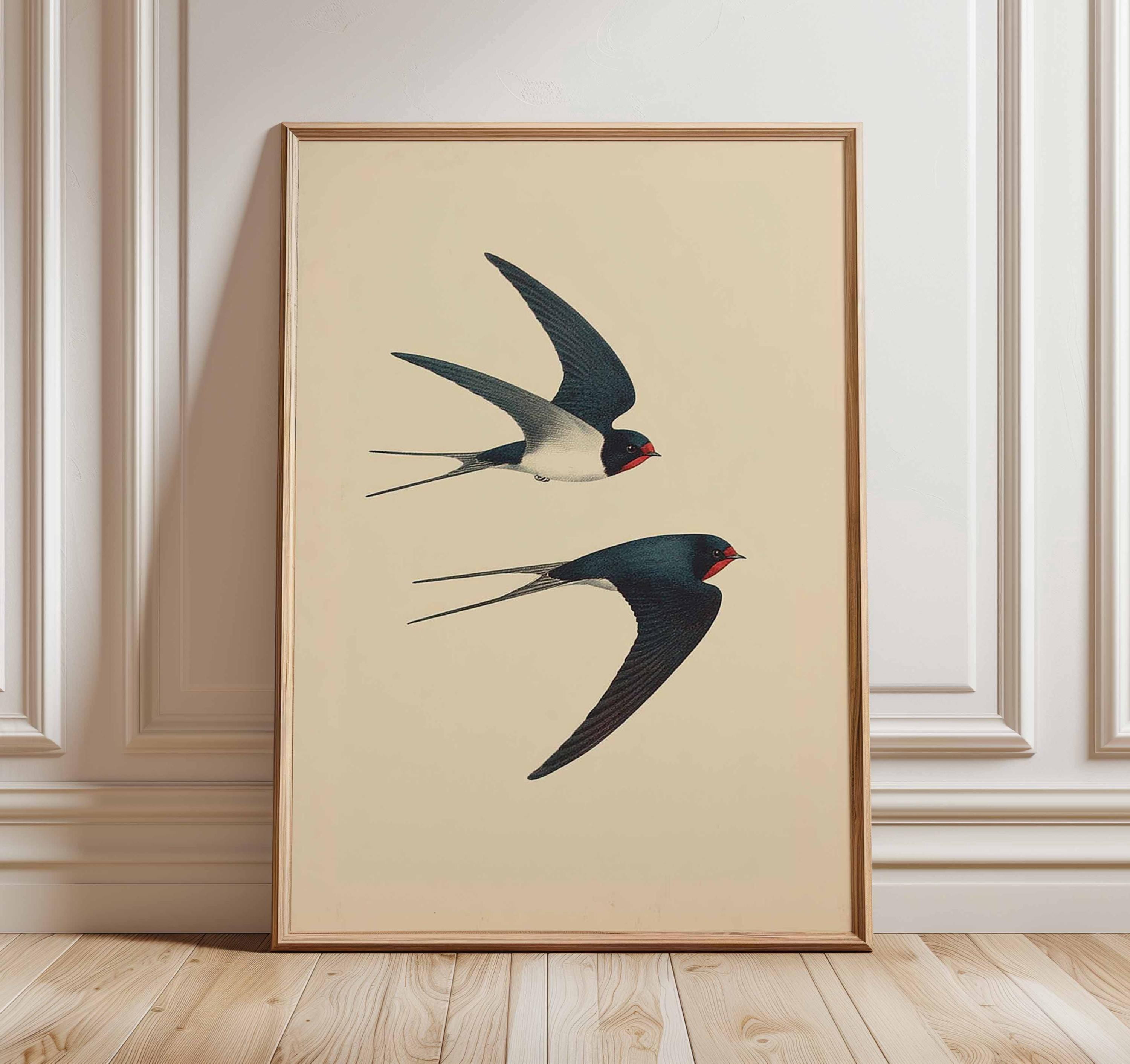 Affixzi Classic Vintage Bird Wall Art Print, Flying Artwork Decor, Home ...