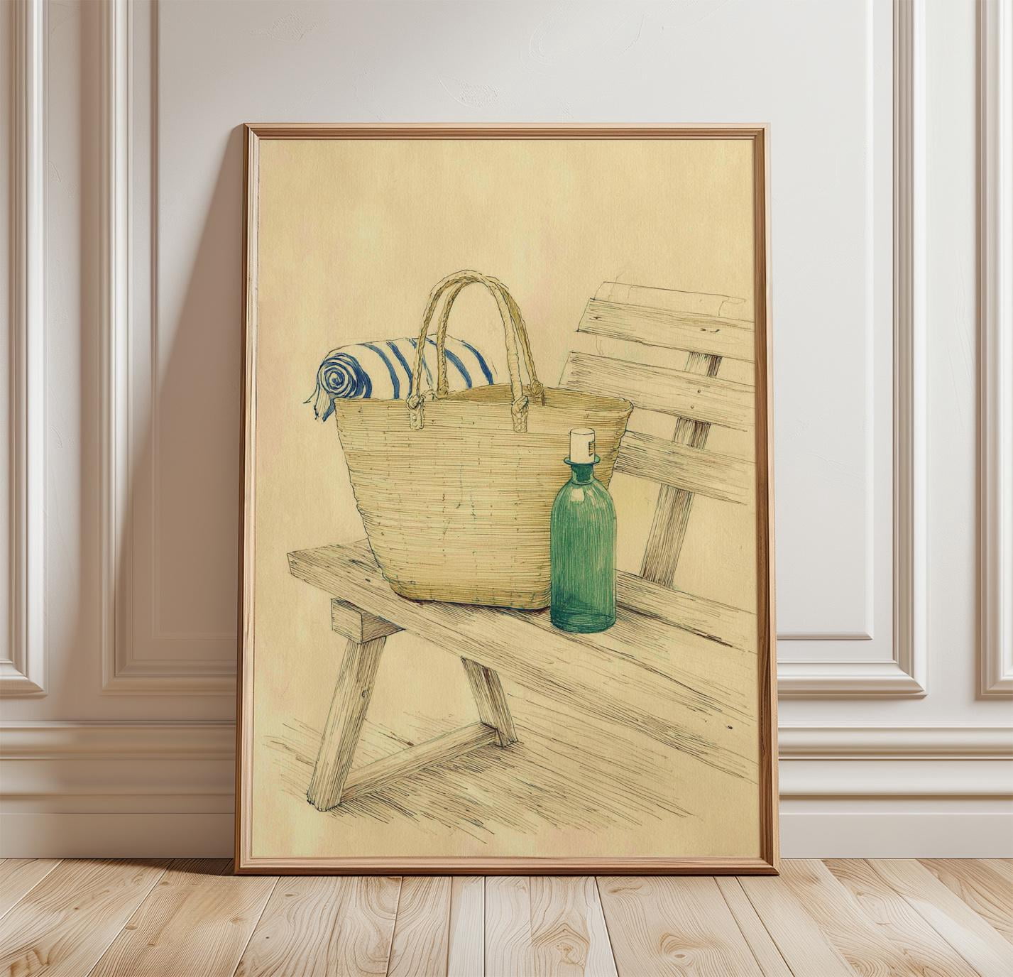 Affixzi Coastal Still Life Beach Tote Poster | Minimal Summer Basket ...