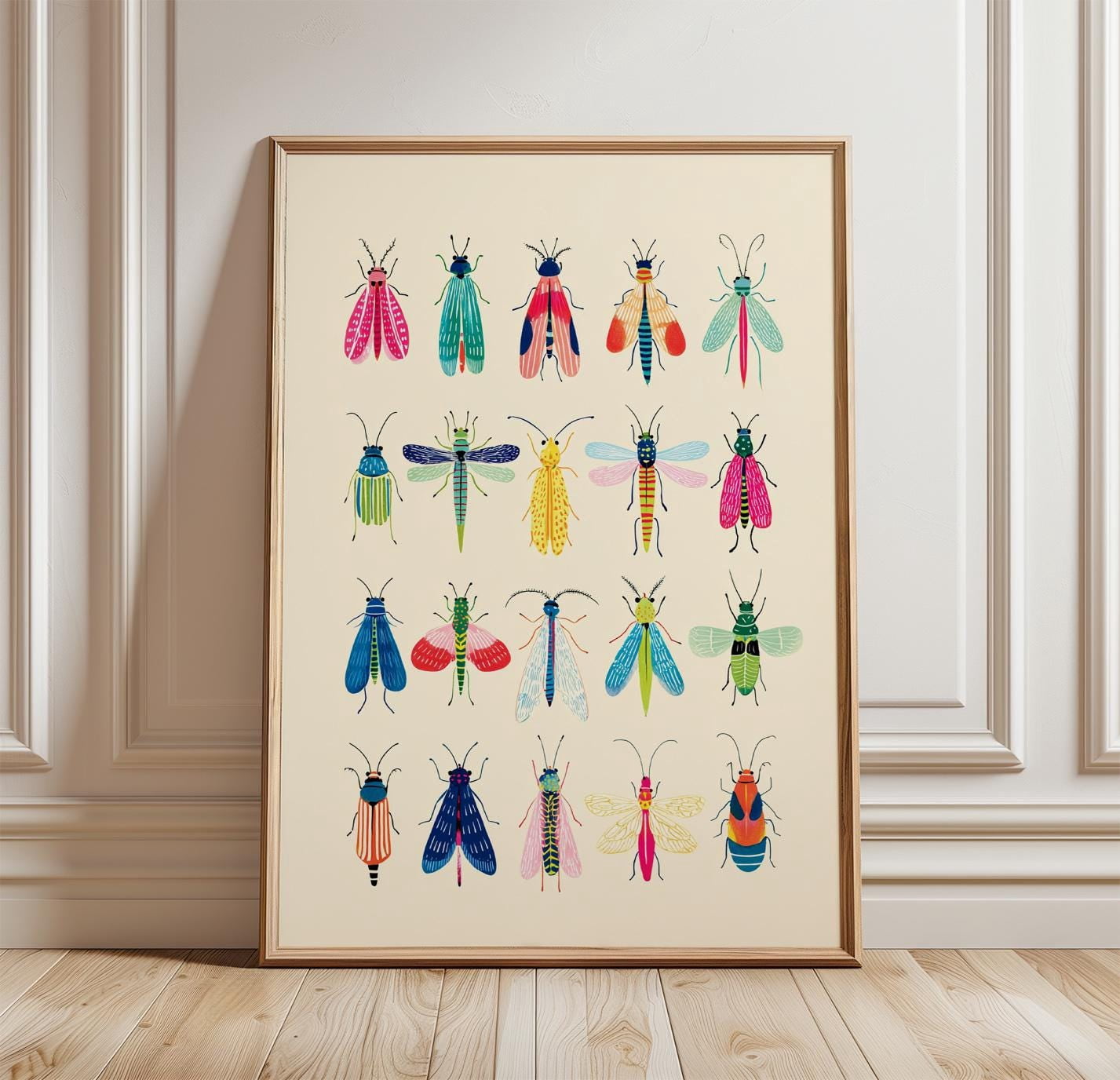 Affixzi Colorful Birds Poster | Folk Art Wall Art | Bird Illustration ...