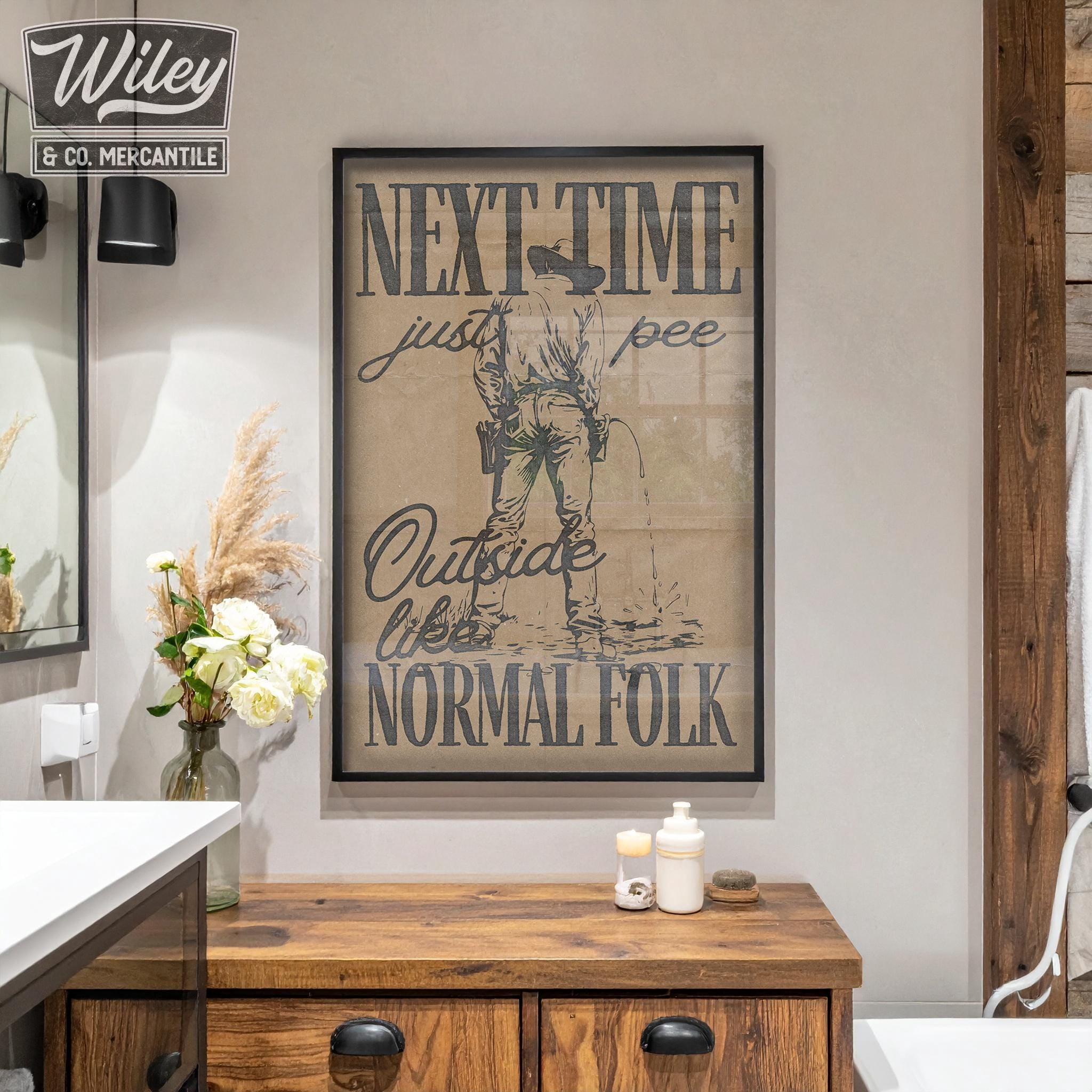 Affixzi Cowboy Bathroom Print Wall Art, Western Ranch Guest Restroom ...