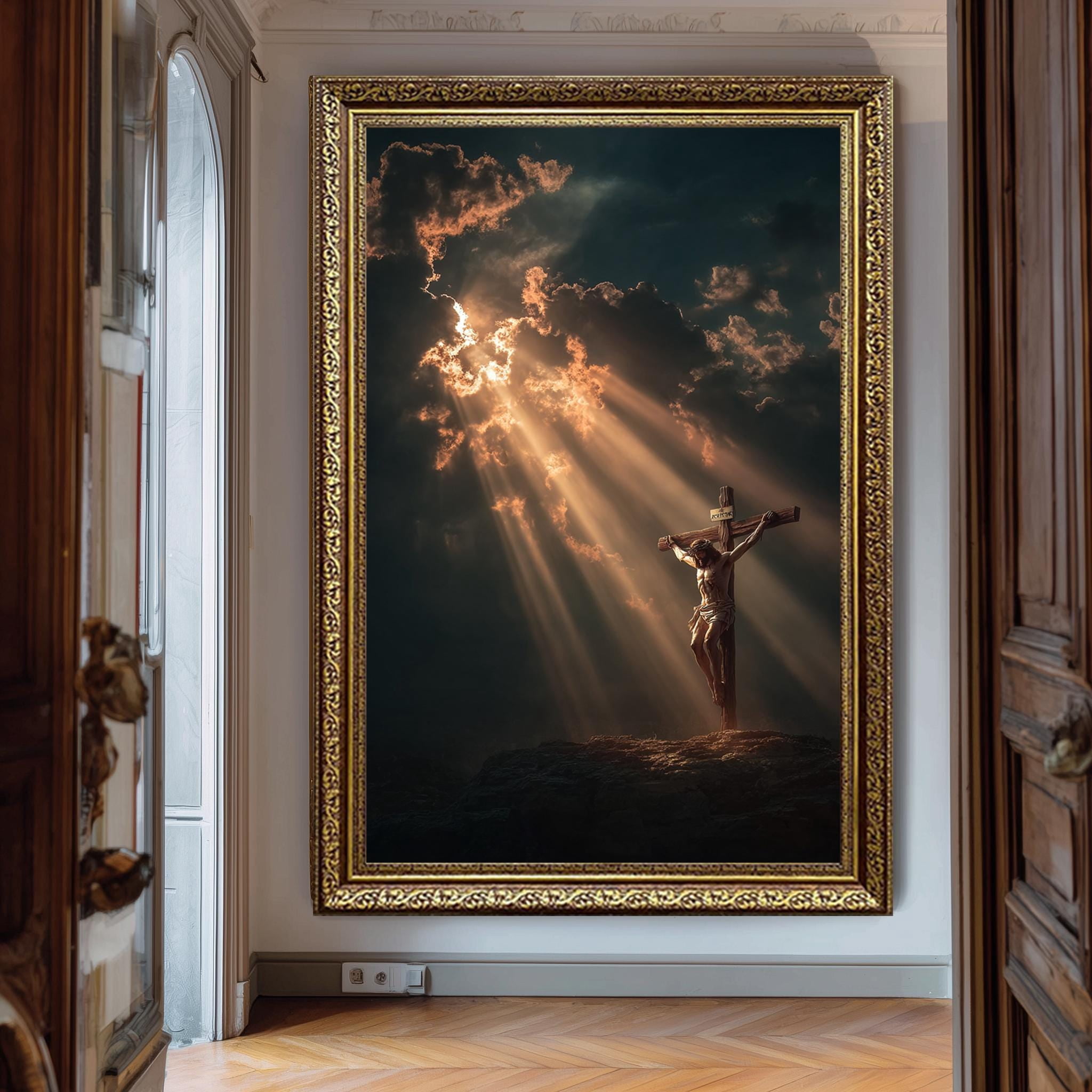 Affixzi Crucifixion Wall Art, Christian Religious Poster, Spiritual ...