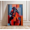 Affixzi Cubist Jazz Music Poster, Abstract Bass Player Print, Modern ...