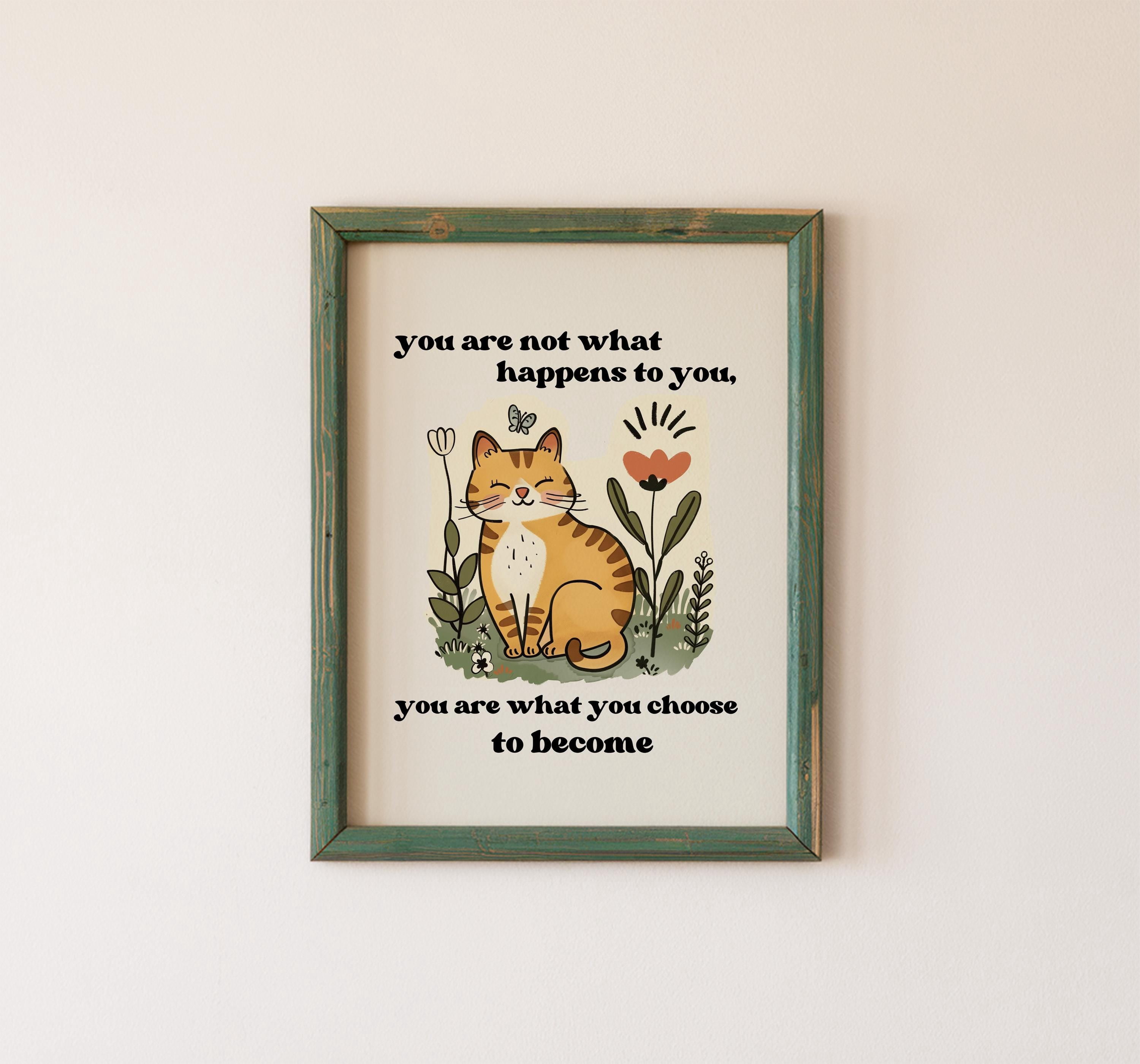 Affixzi Cute Cat Wall Print Retro Illustration Classroom Wall Print ...