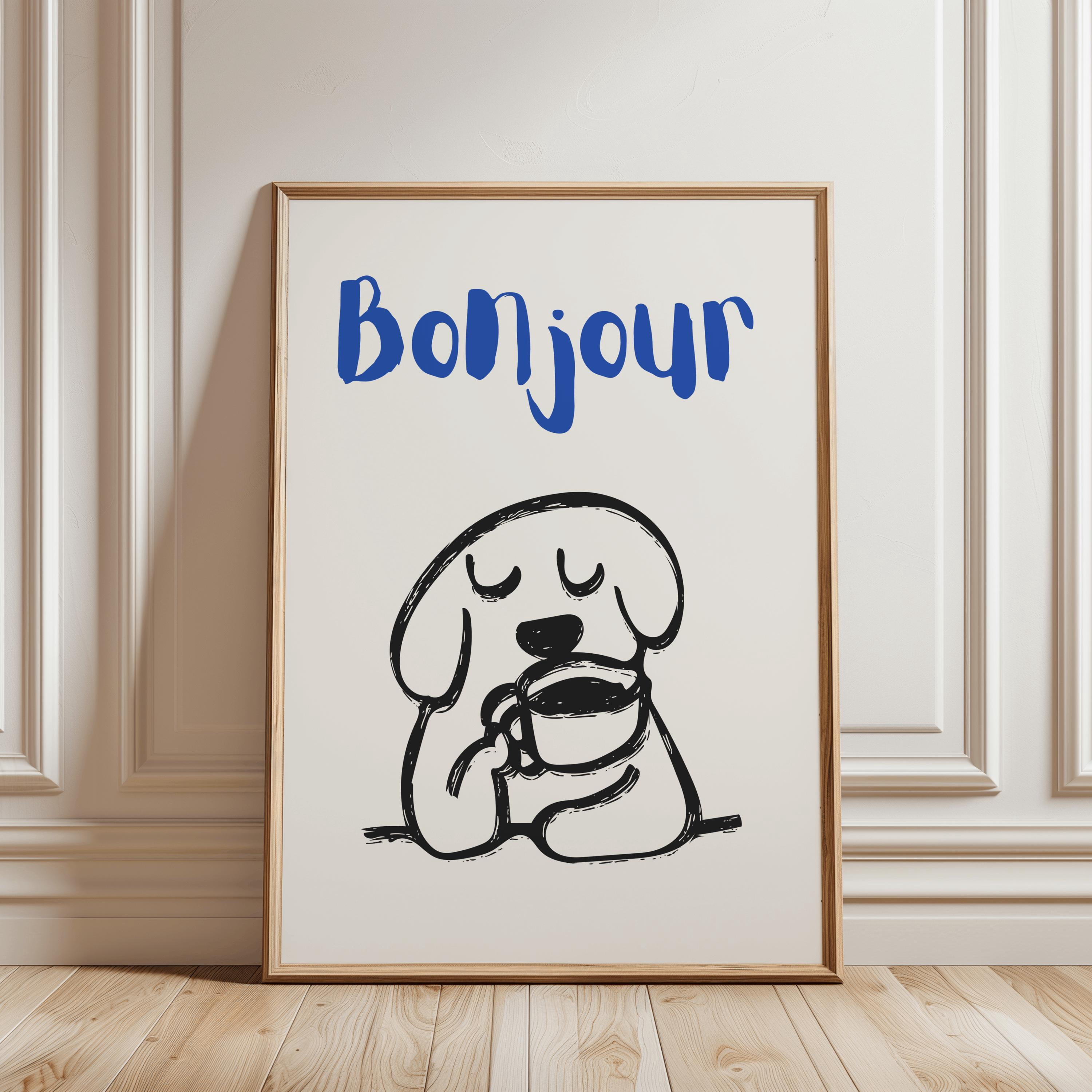 Affixzi Cute French Dog Coffee Wall Art for Kitchen or Dining Room ...