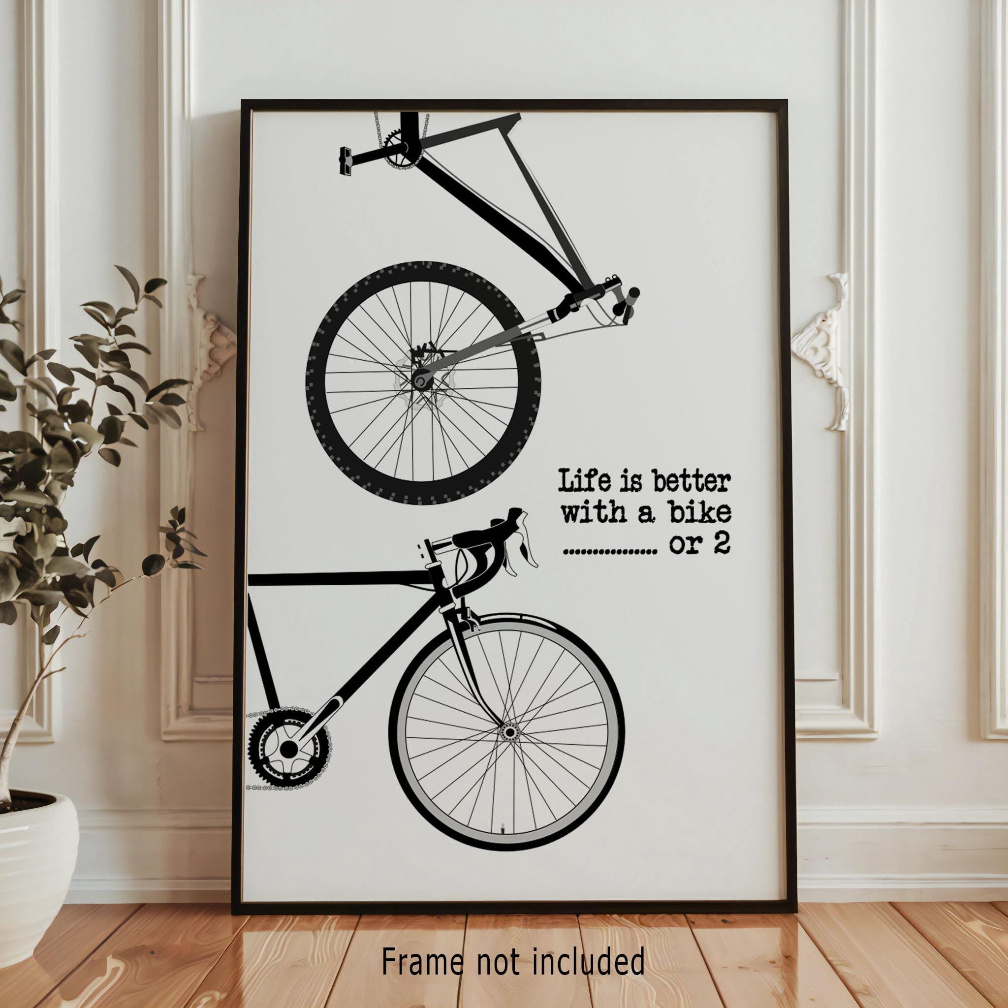 Affixzi Cycling Art Print, Wall Decor for Cyclist, Bike Quote Poster ...