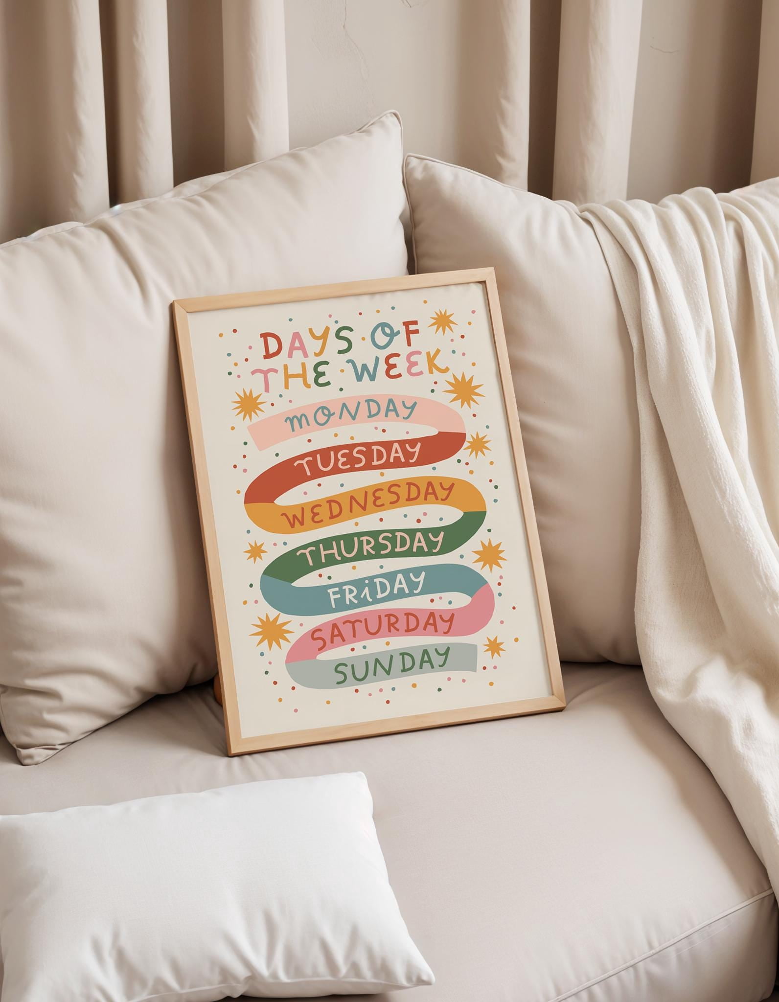 Affixzi Days of the Week Educational Art Print Playroom Wall Decor ...