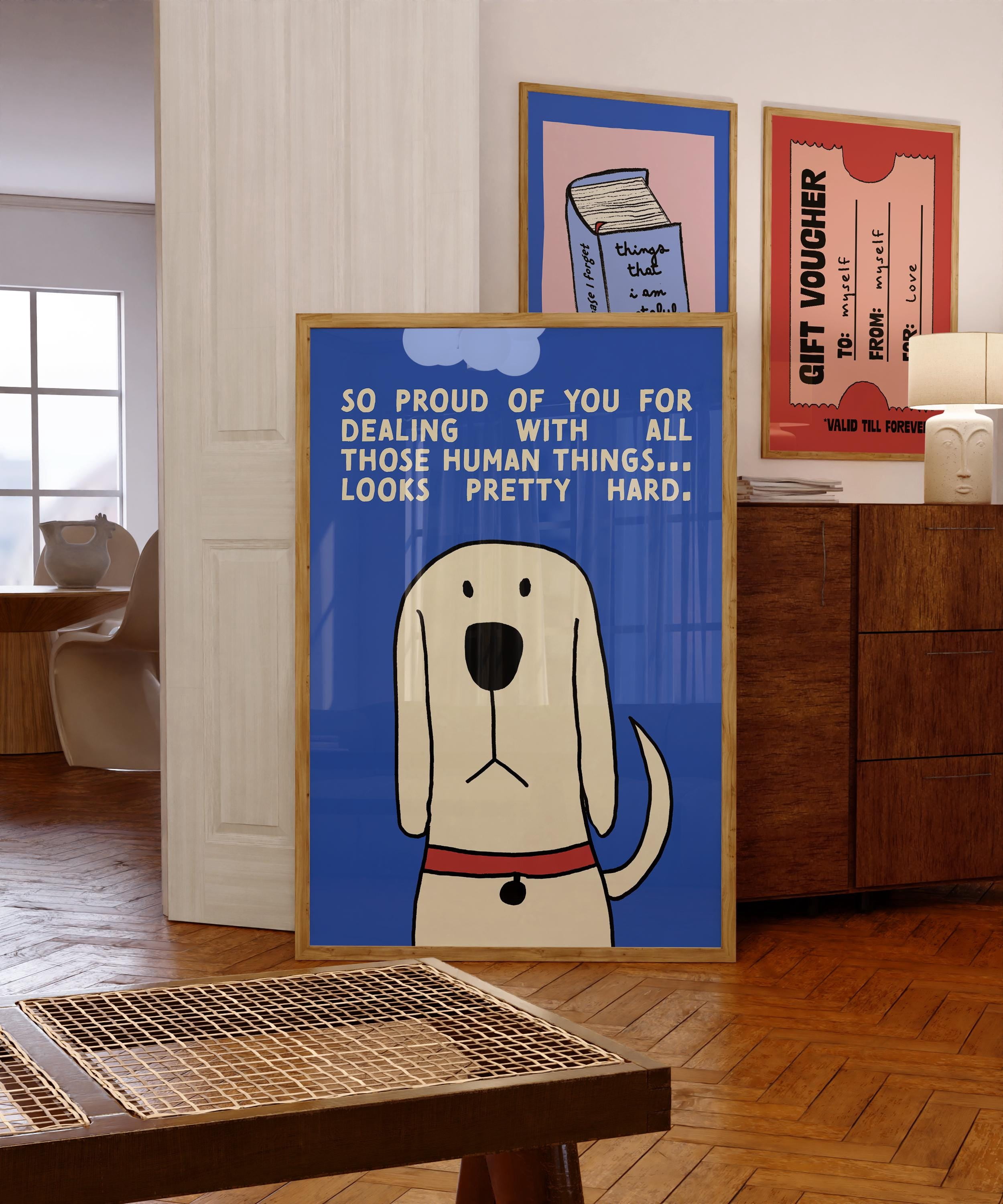 Affixzi Dog Print Decor Retro Affirmation Wall Print, Unframed Canvas ...