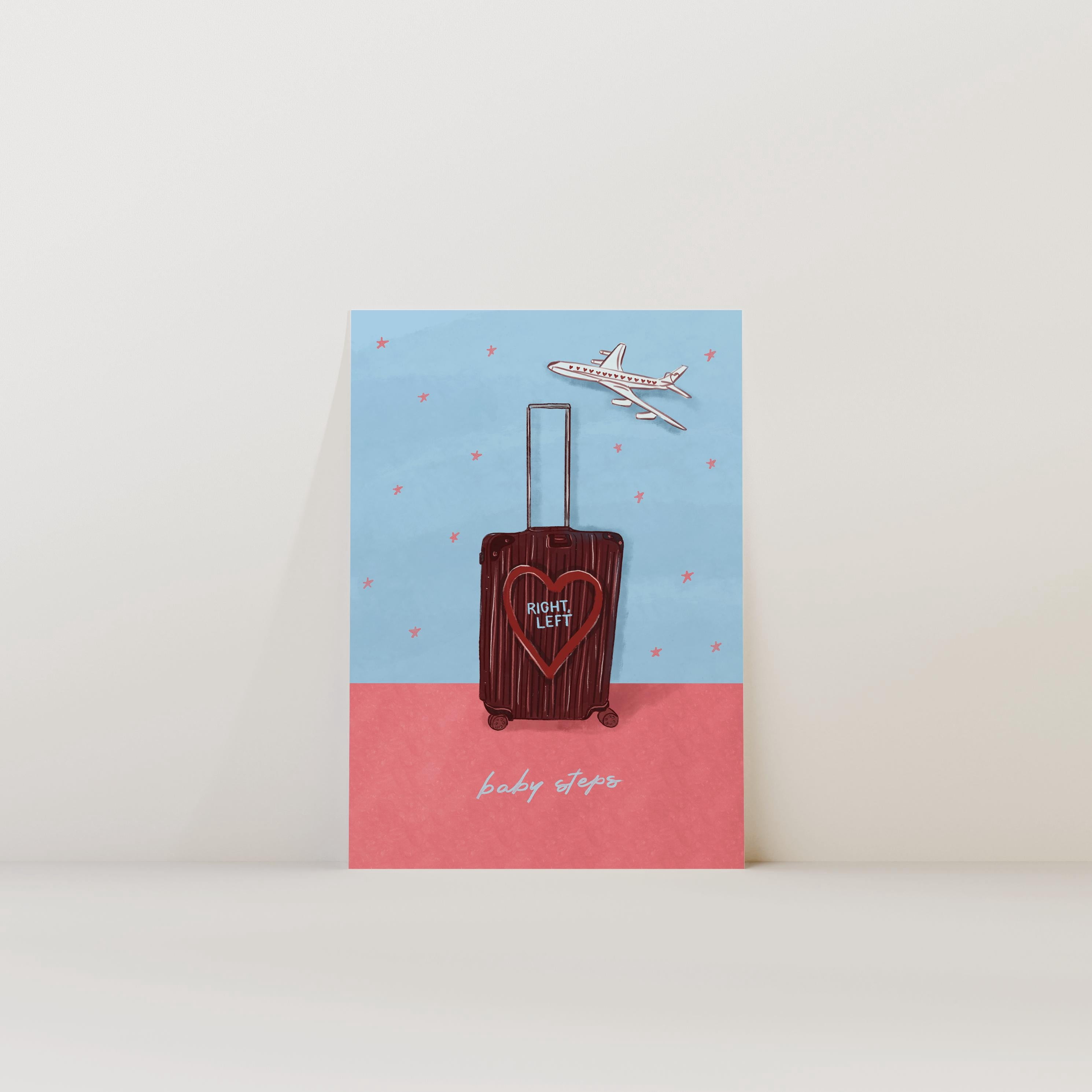Affixzi Dorm Wall Art, Travel Suitcase Illustration Print, Baby Steps ...