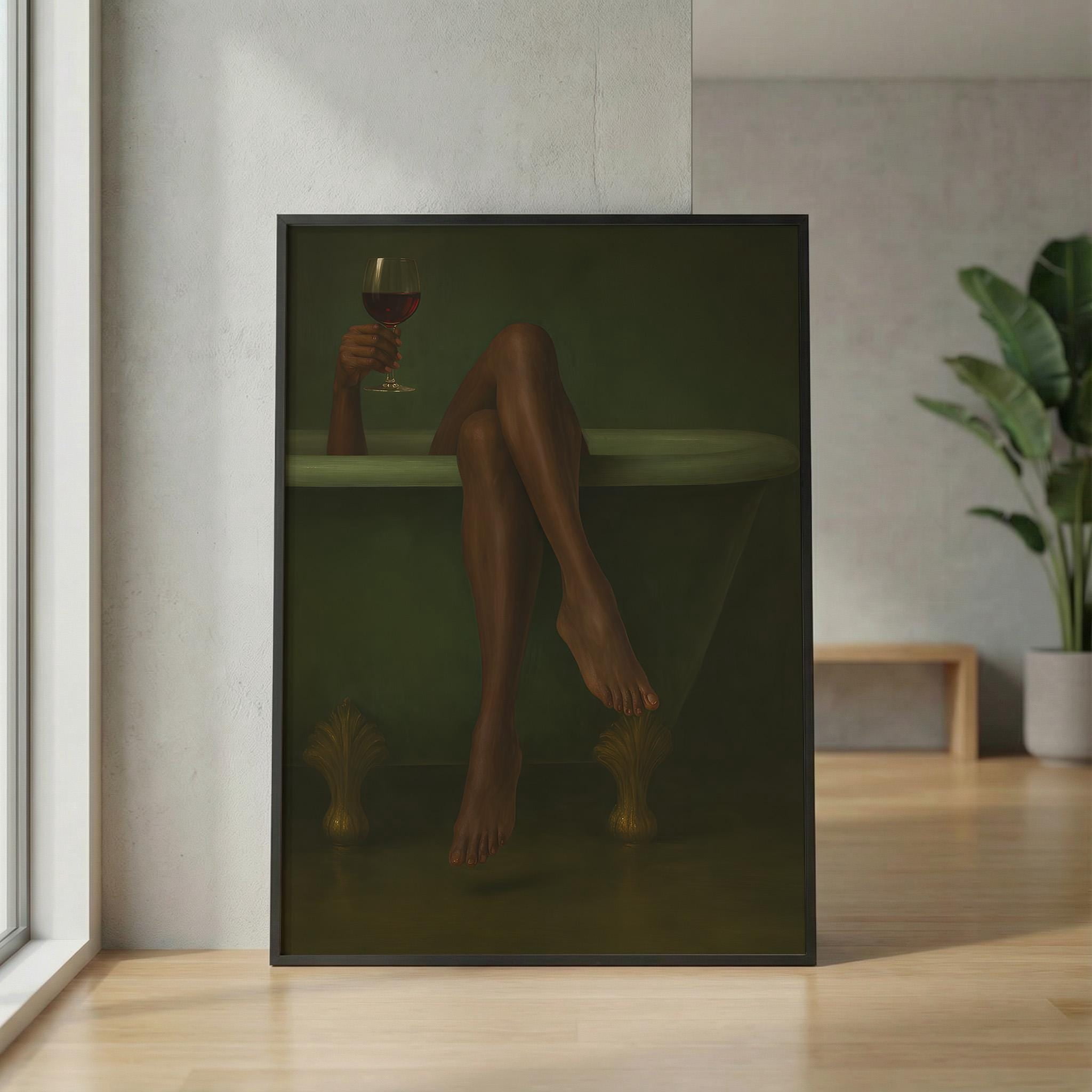 Affixzi Elegant Green Wine Afrocentric Vintage Bathroom Wall Art ...