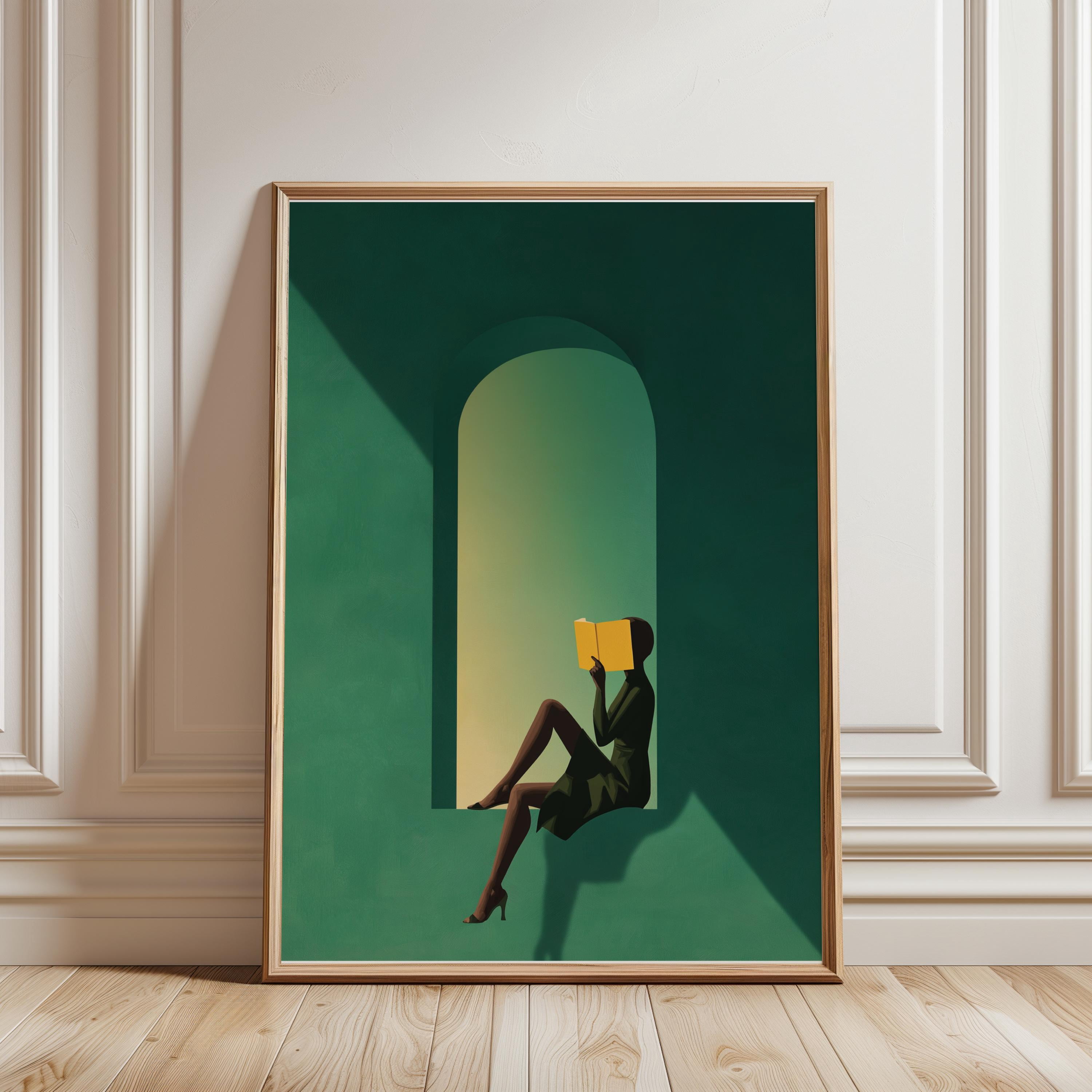Affixzi Emerald Green Decor for Book Lovers - Minimalist Wall Art for ...
