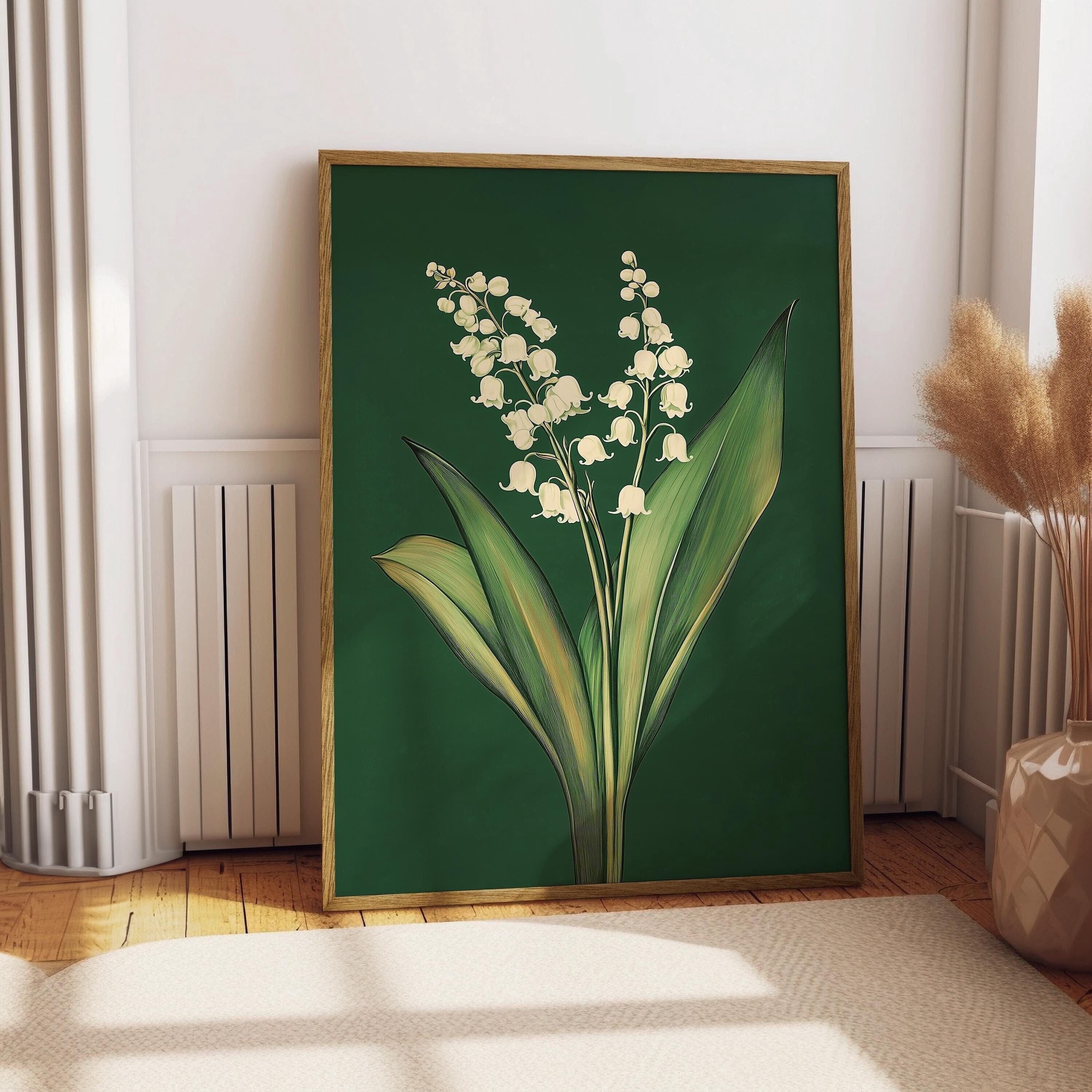 Affixzi Emerald Green Lily of the Valley Art Print - Rustic Farmhouse ...
