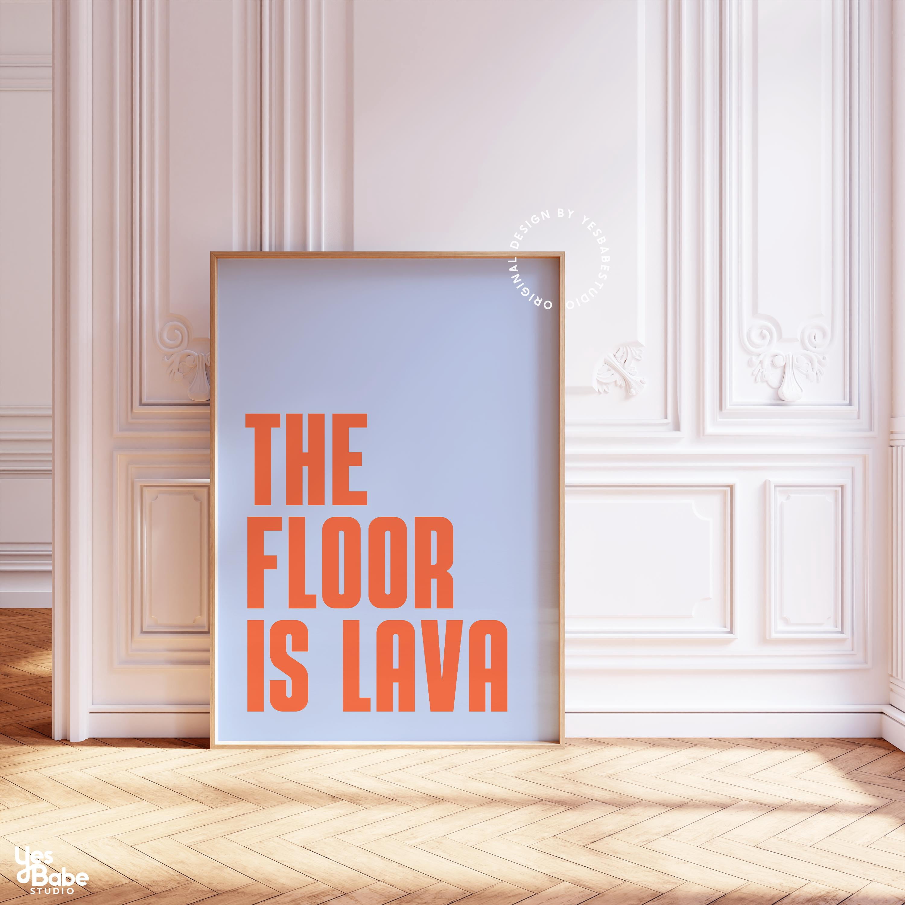 Affixzi Floor is Lava, Light Blue, Dopamine Decor, Maximalist Wall Art ...