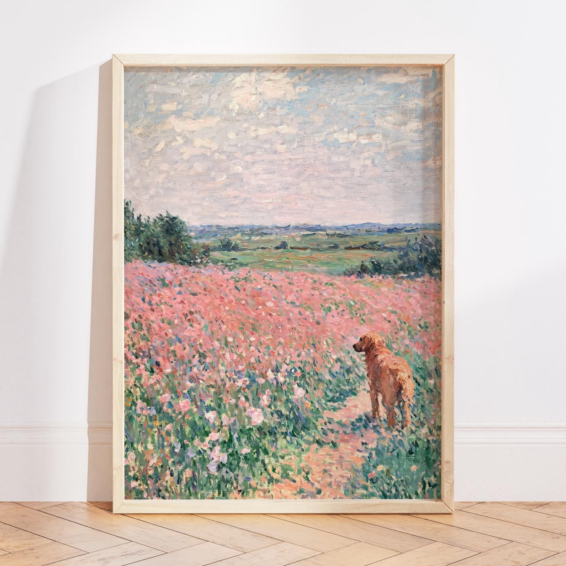Affixzi Floral Landscape Wall Art, Monet Pastel Wildflower Print ...