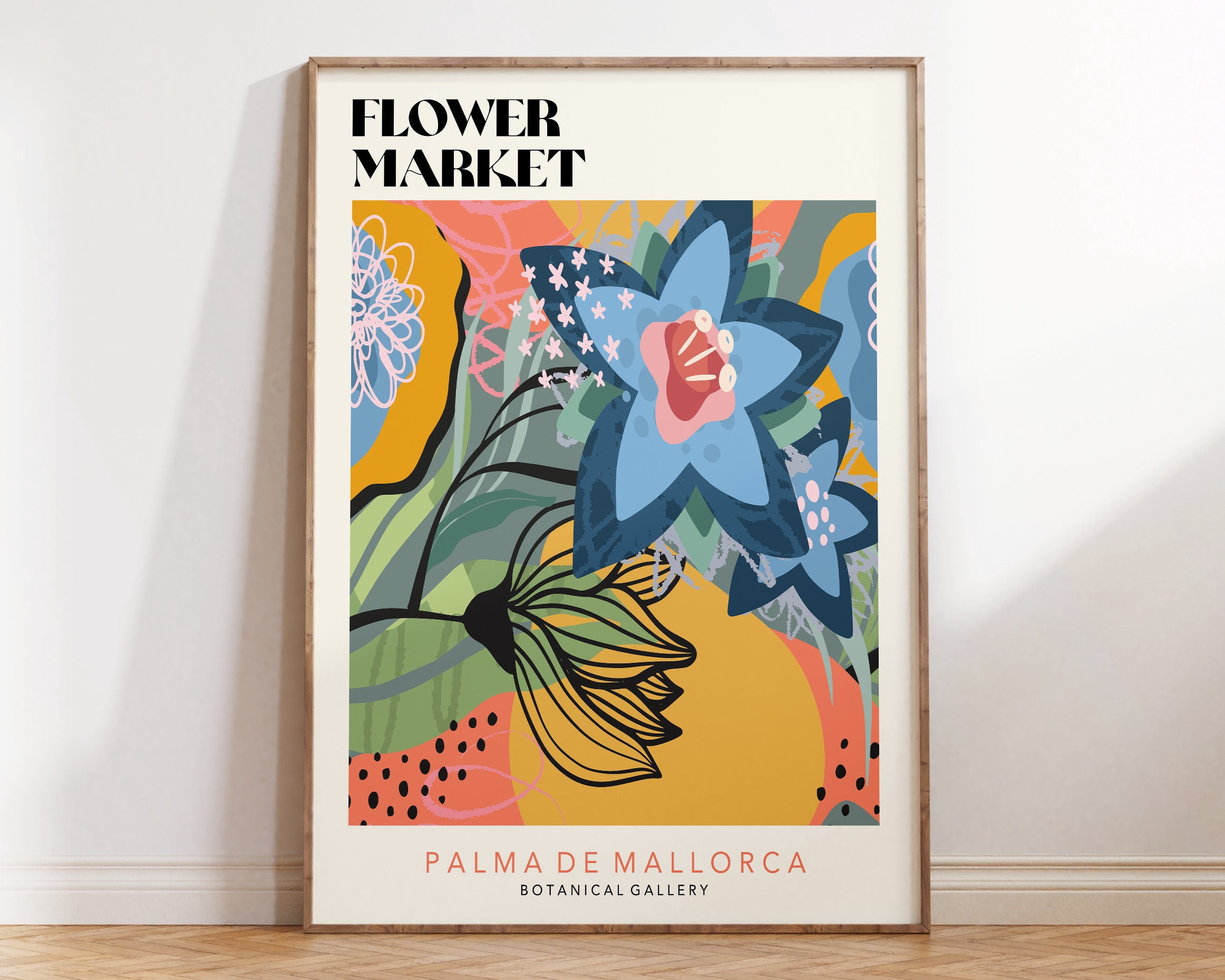 Affixzi Flower Market Mallorca Art Print, Abstract Floral Poster ...