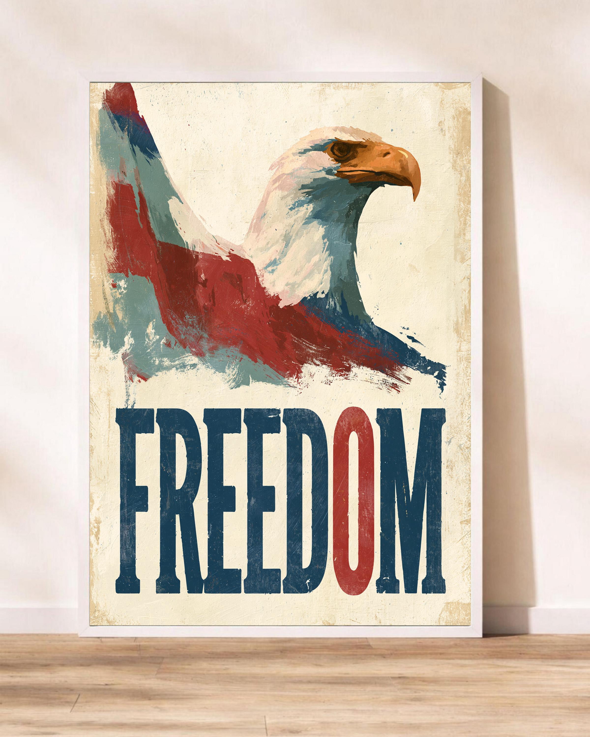 Affixzi Freedom Bald Eagle Wall Art, July 4th Patriotic Gloss Poster ...