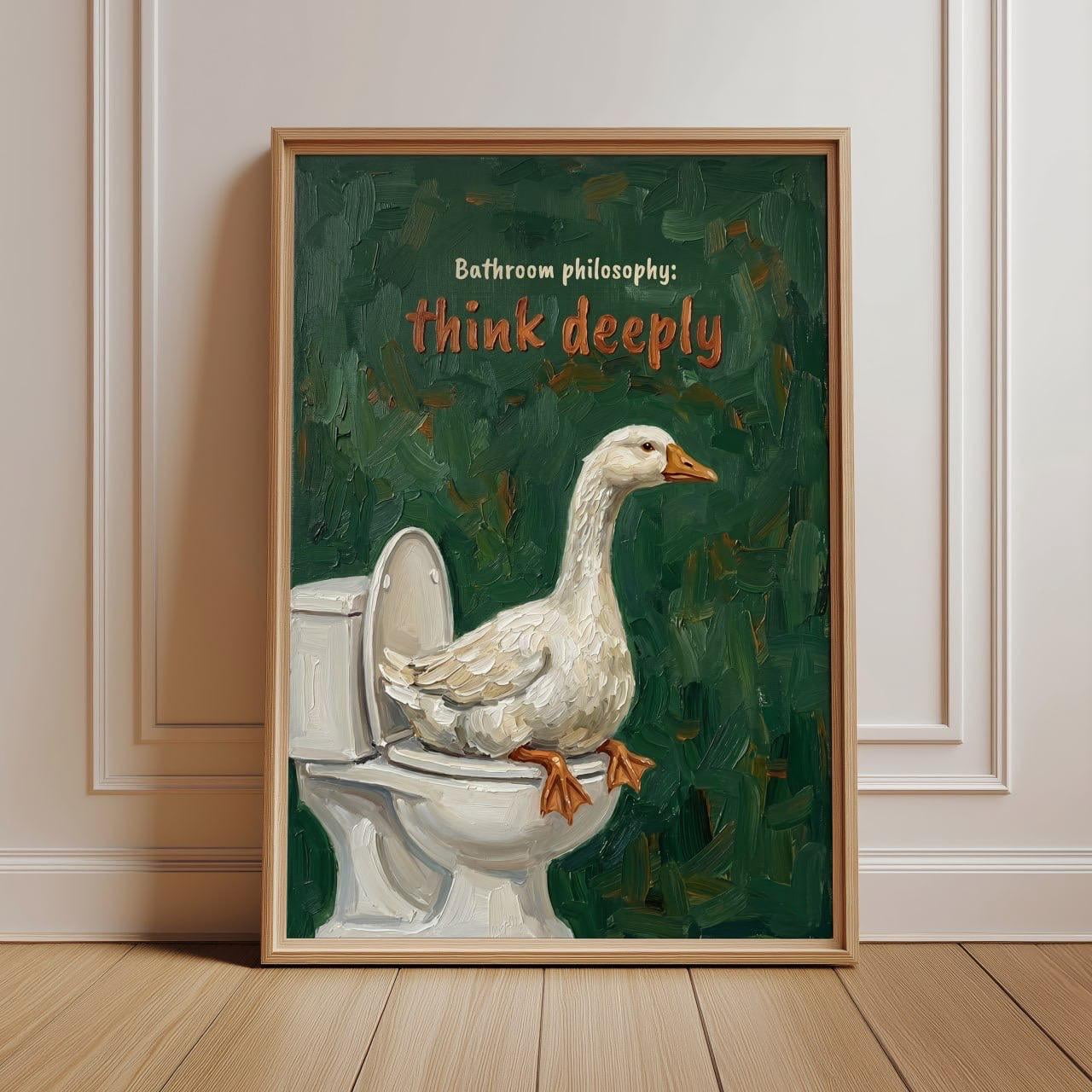 Affixzi Funny Bathroom Art Goose on Toilet Wall Decor Humorous Restroom ...