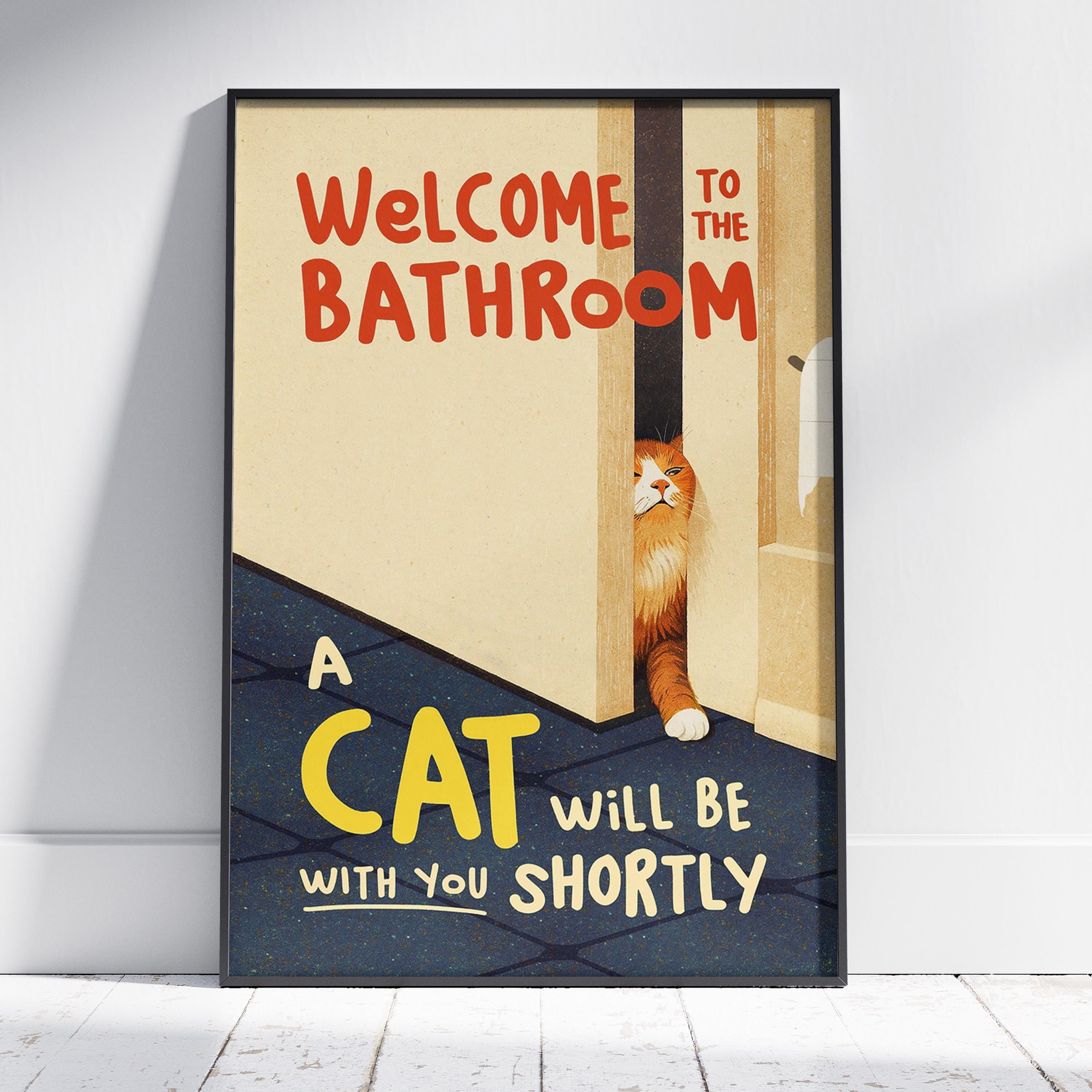 Affixzi Funny Cat Poster | Bathroom Wall Art | Premium Matte Paper ...