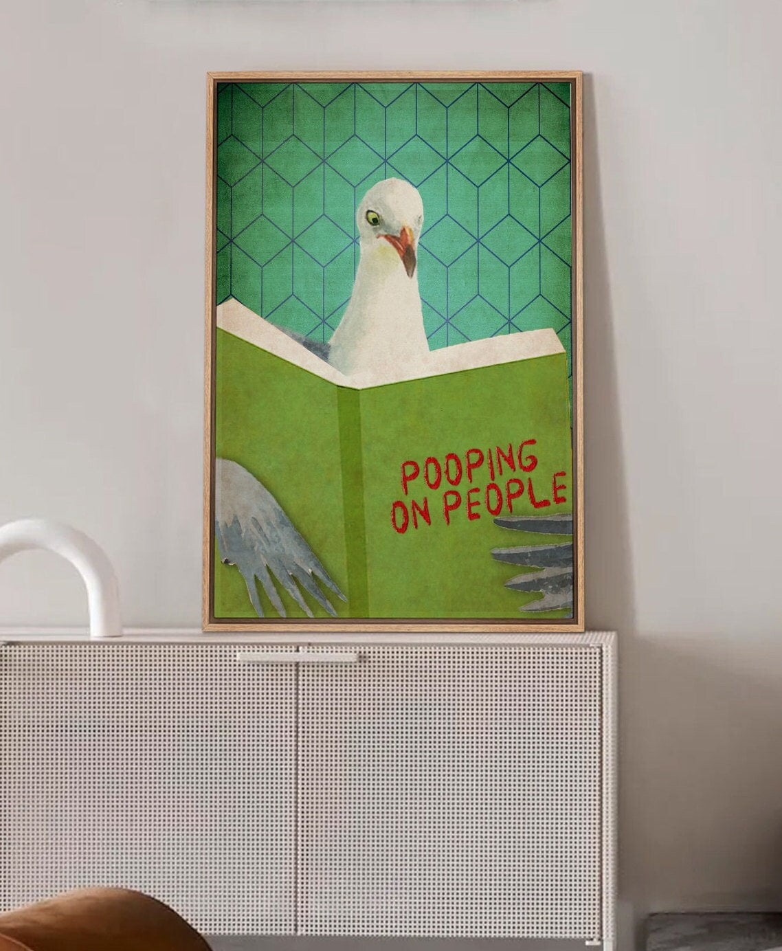 Affixzi Funny Seagull Bathroom Wall Art, Pooping on People Humor Canvas ...